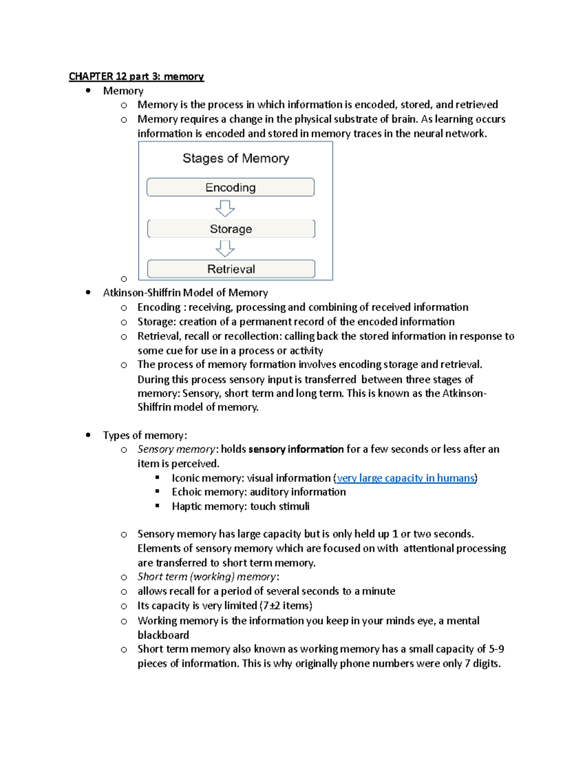 Chapter 12 Part 4 Learning And Memory Chapter 12 Part 3 Memory Memory O Memory Is The Process