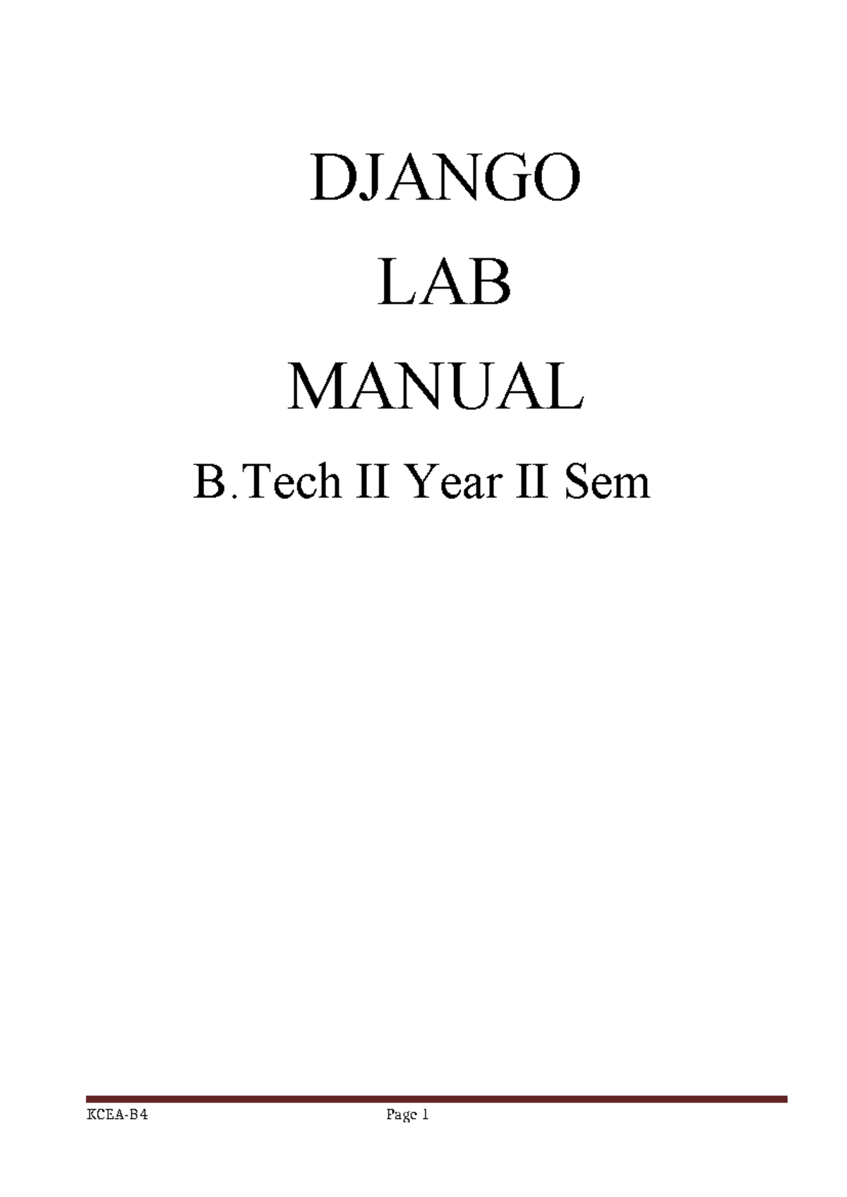 Django Lab Manual - DJANGO LAB MANUAL B II Year II Sem KCEA-B4 Page 1 R22B.Tech JNTUHyderabad ...