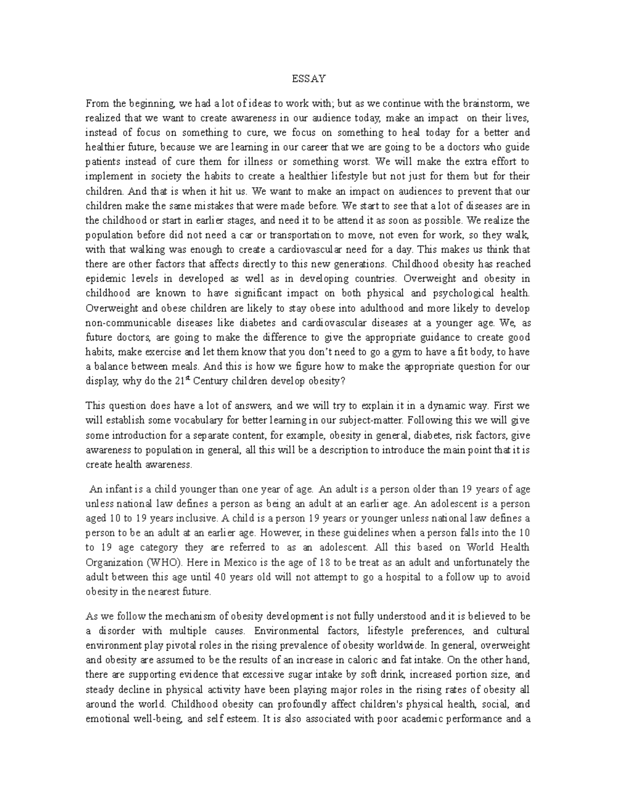 Health Awareness Essay Example Job Satisfaction Paper Introduction