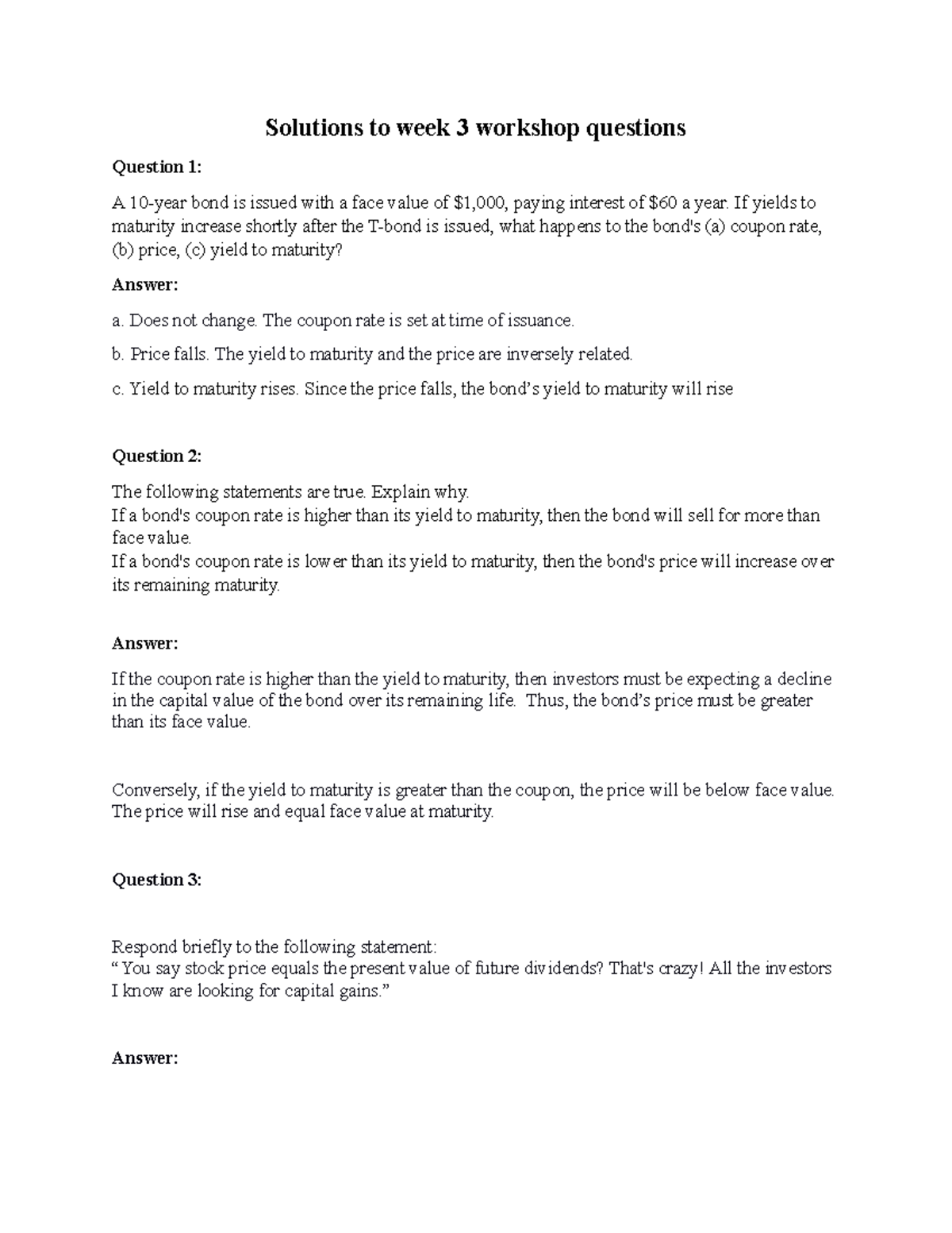 Solutions to week 3 workshop questions - Solutions to week 3 workshop ...