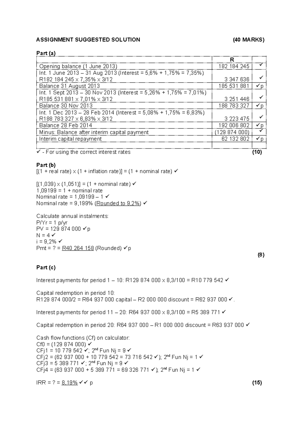 Solution Assignment TVM 2021 - ASSIGNMENT SUGGESTED SOLUTION (40 MARKS) Part (a) R Opening ...