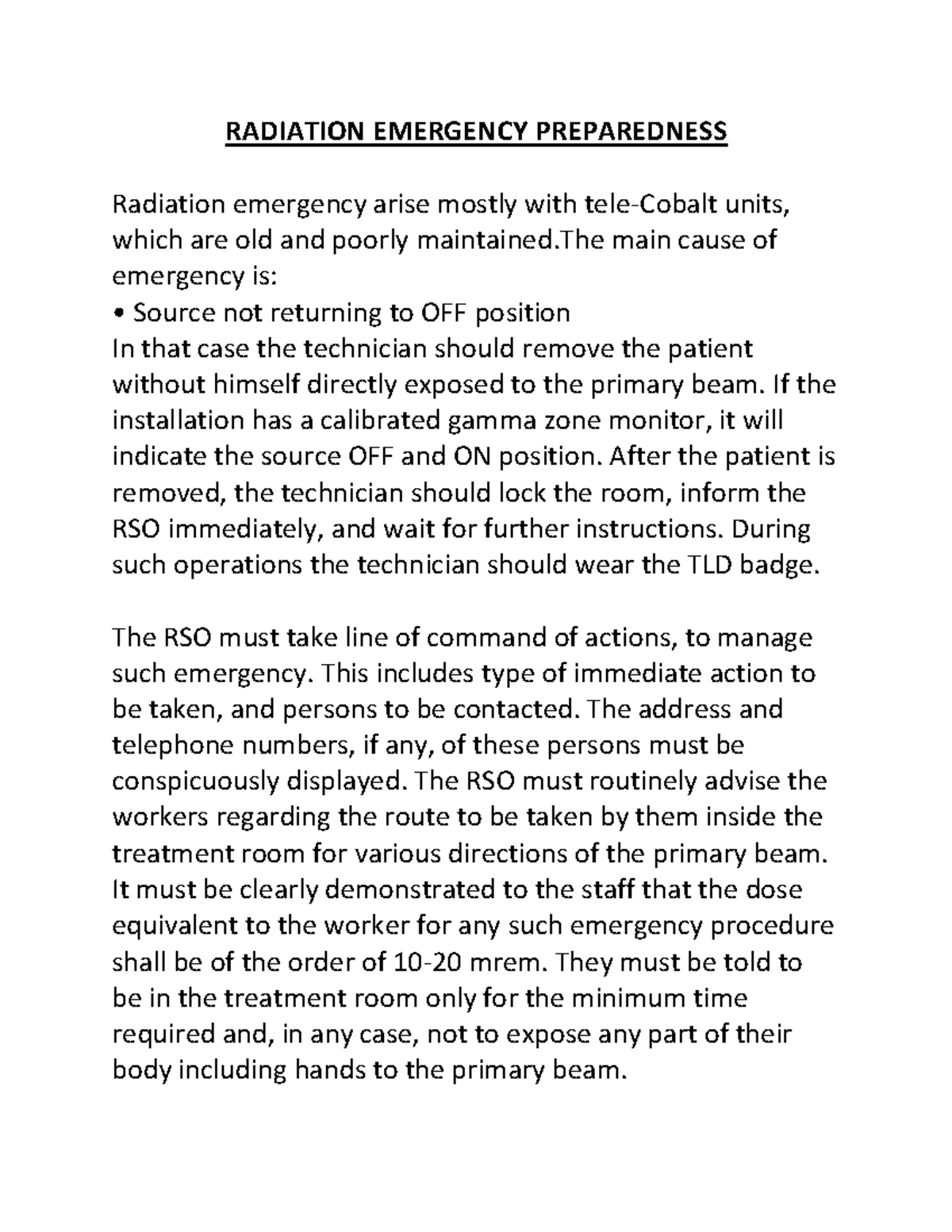 Radiation Emergency Preparedness - RADIATION EMERGENCY PREPAREDNESS ...