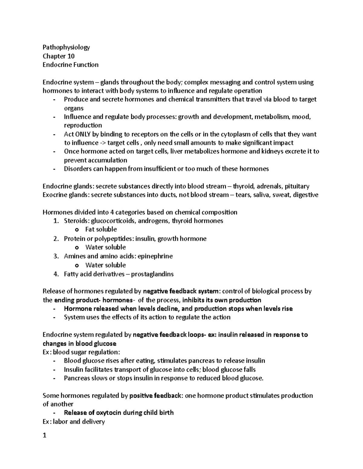 Patho endocrine chapter 10 - Pathophysiology Chapter 10 Endocrine ...