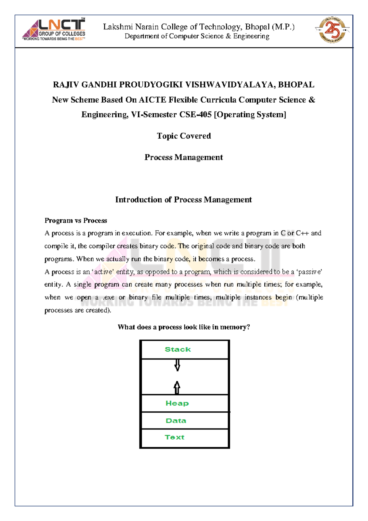 CSE-405 [Operating System]Process Management - Department of Computer ...