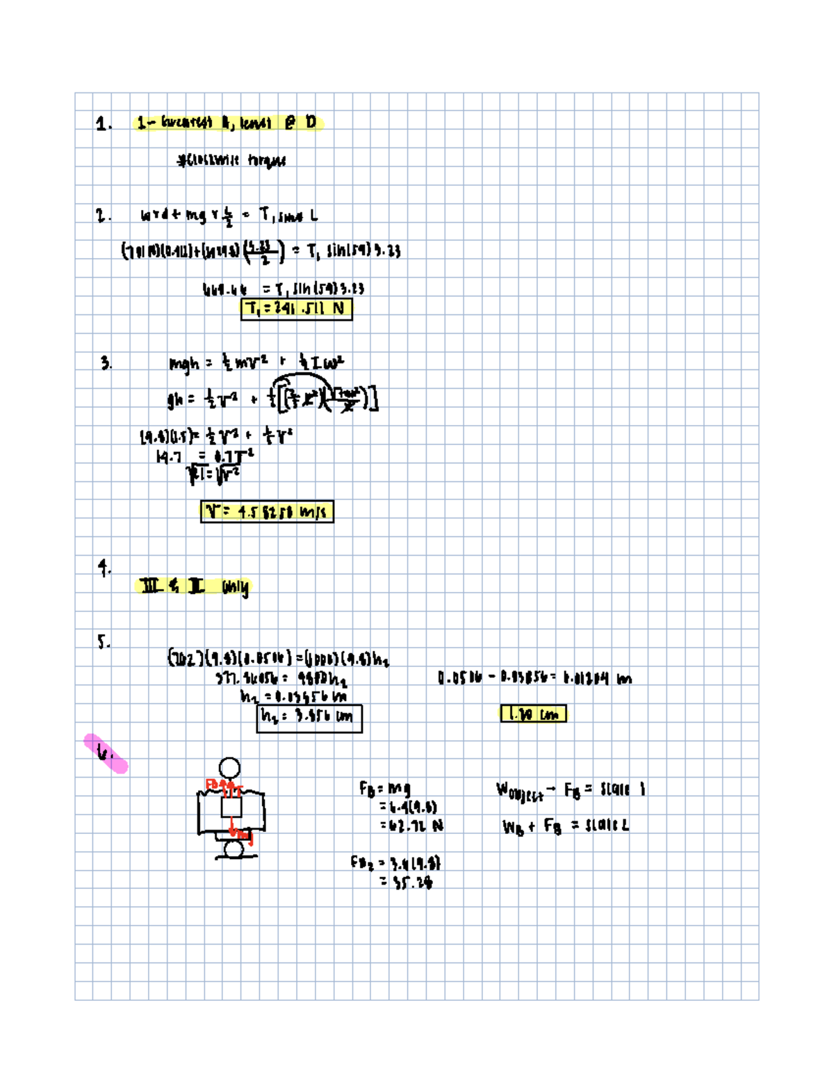 Midterm 3 - 1 I Greatest A least D Clockwise torque 2 Wyd t mgV4 T sink ...