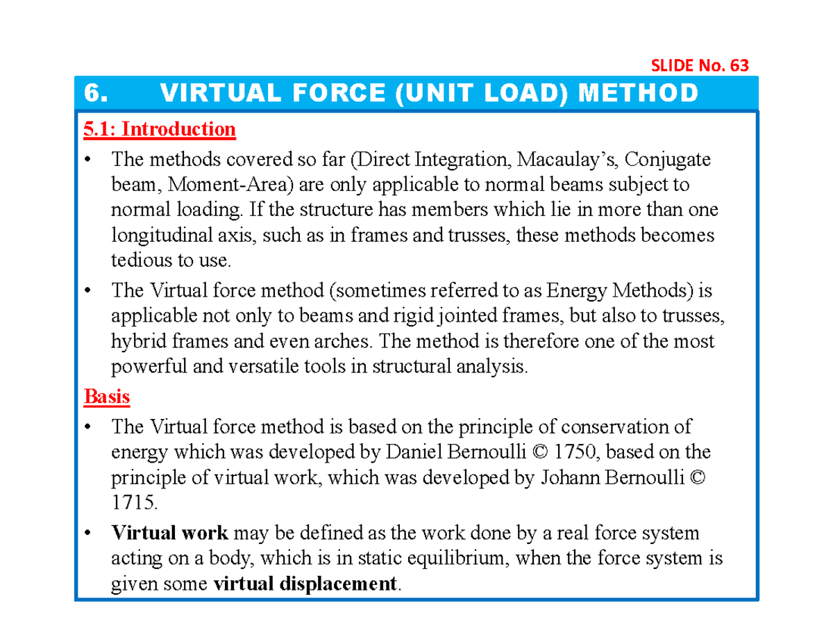 FCE 202 Lecture Notes 2021 Chapter 6 - 6. VIRTUAL FORCE (UNIT LOAD ...