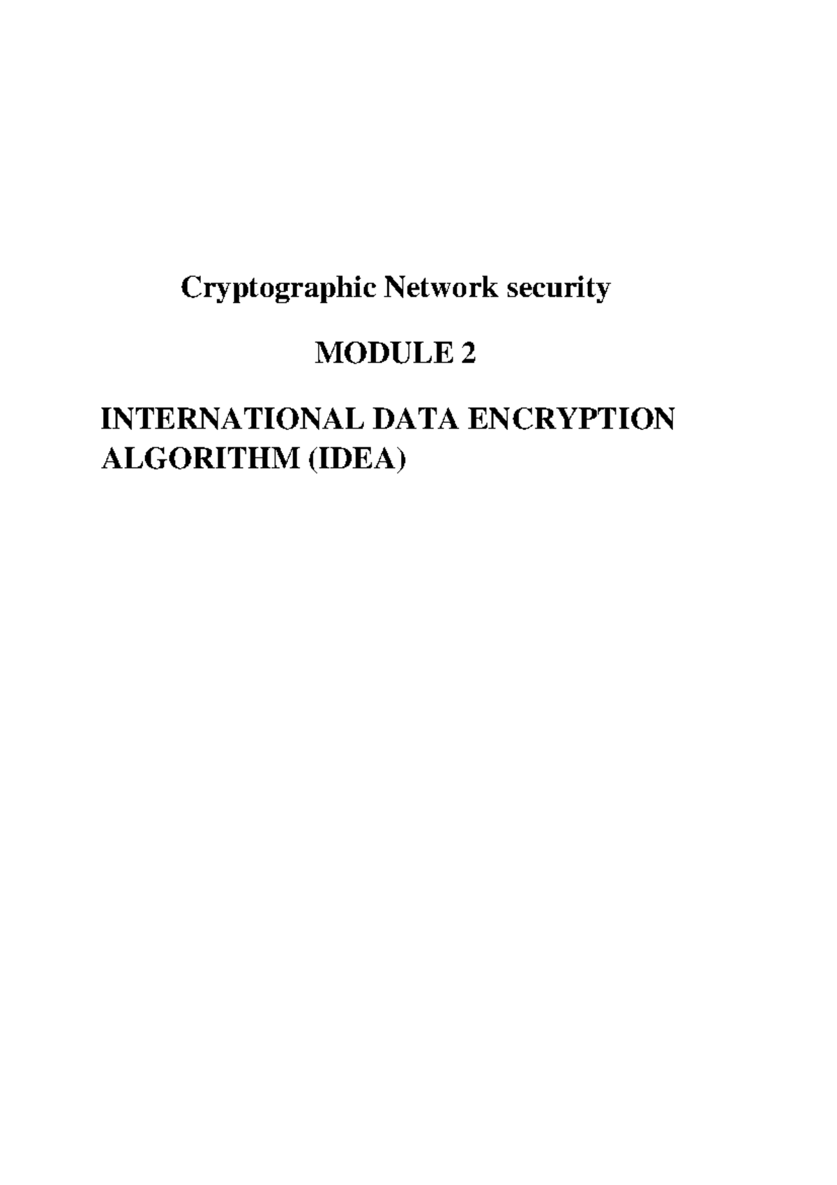 Cryptographic Network security Notes Part 2 - Cryptographic Network ...