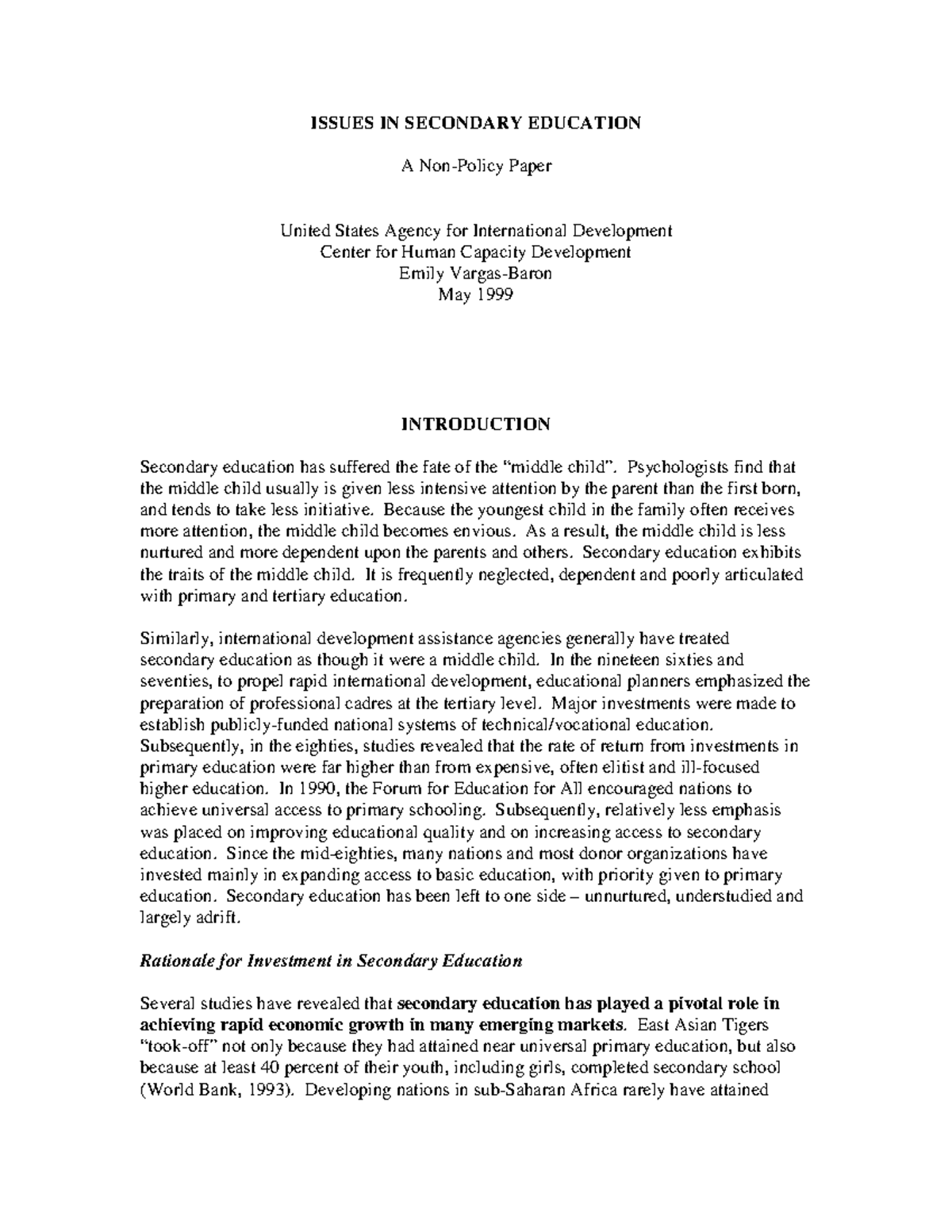 edsa revolution - ISSUES IN SECONDARY EDUCATION A Non-Policy Paper ...