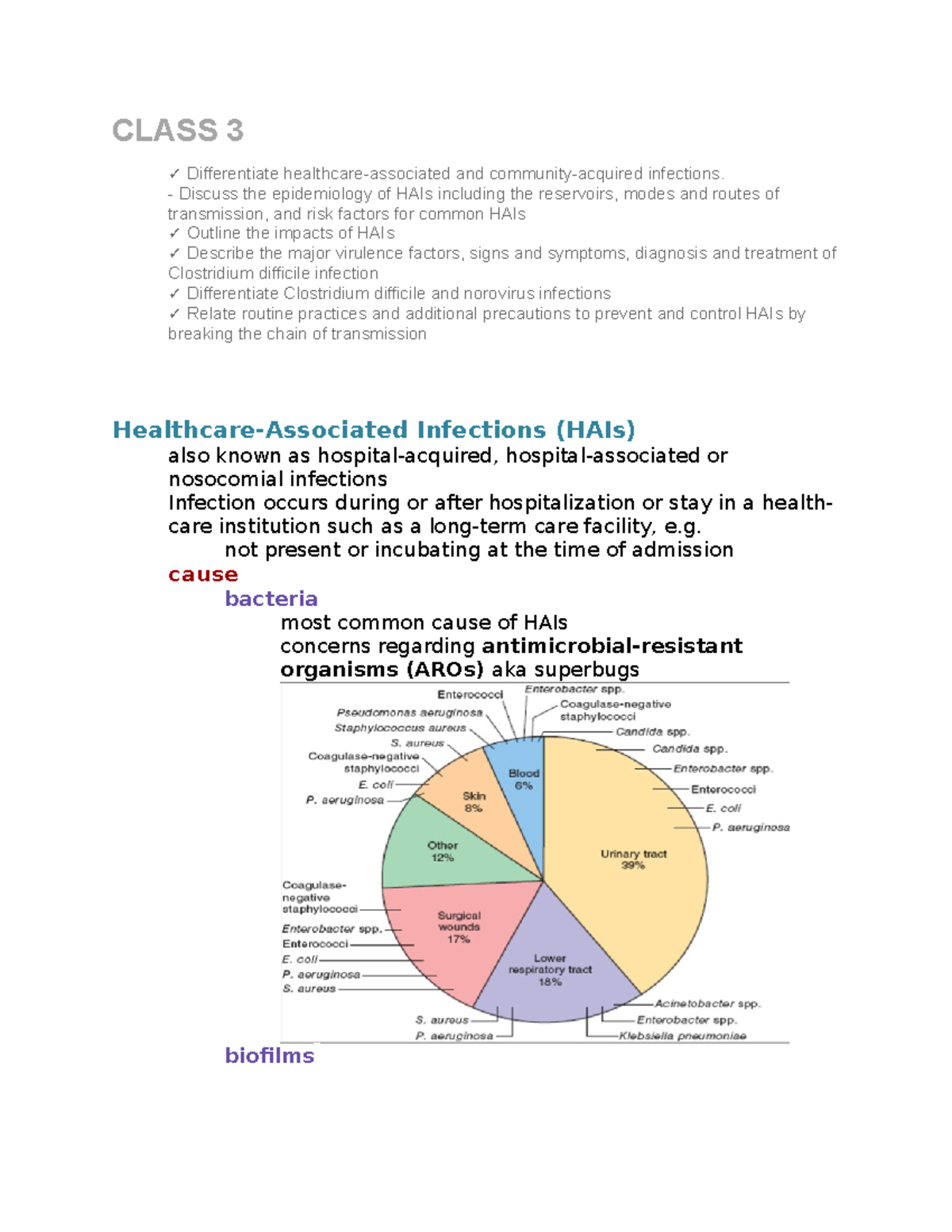 2000 mod 1 class 3 - CLASS 3 Differentiate healthcare-associated and ...