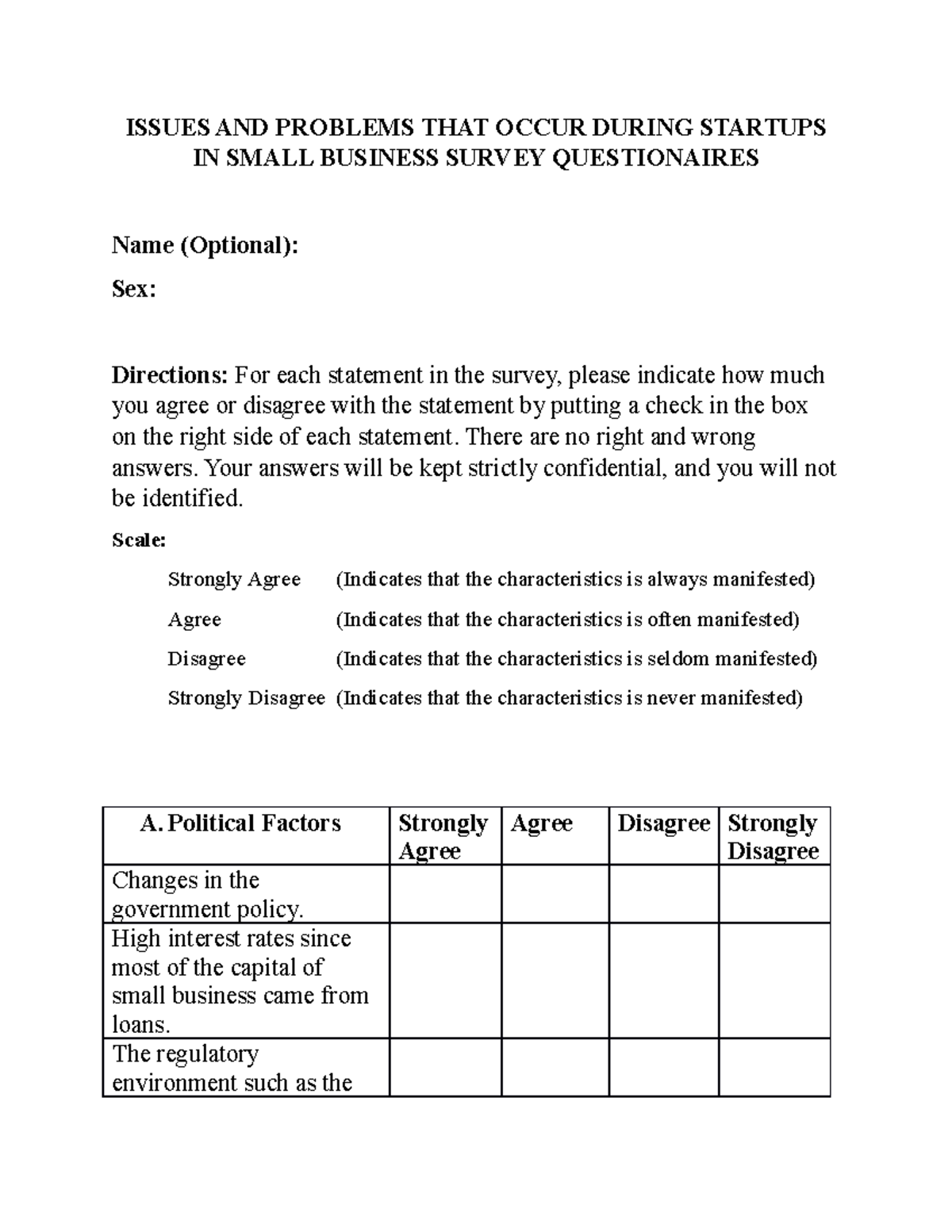Sample Reseach Questionaires for qualitative method - ISSUES AND ...