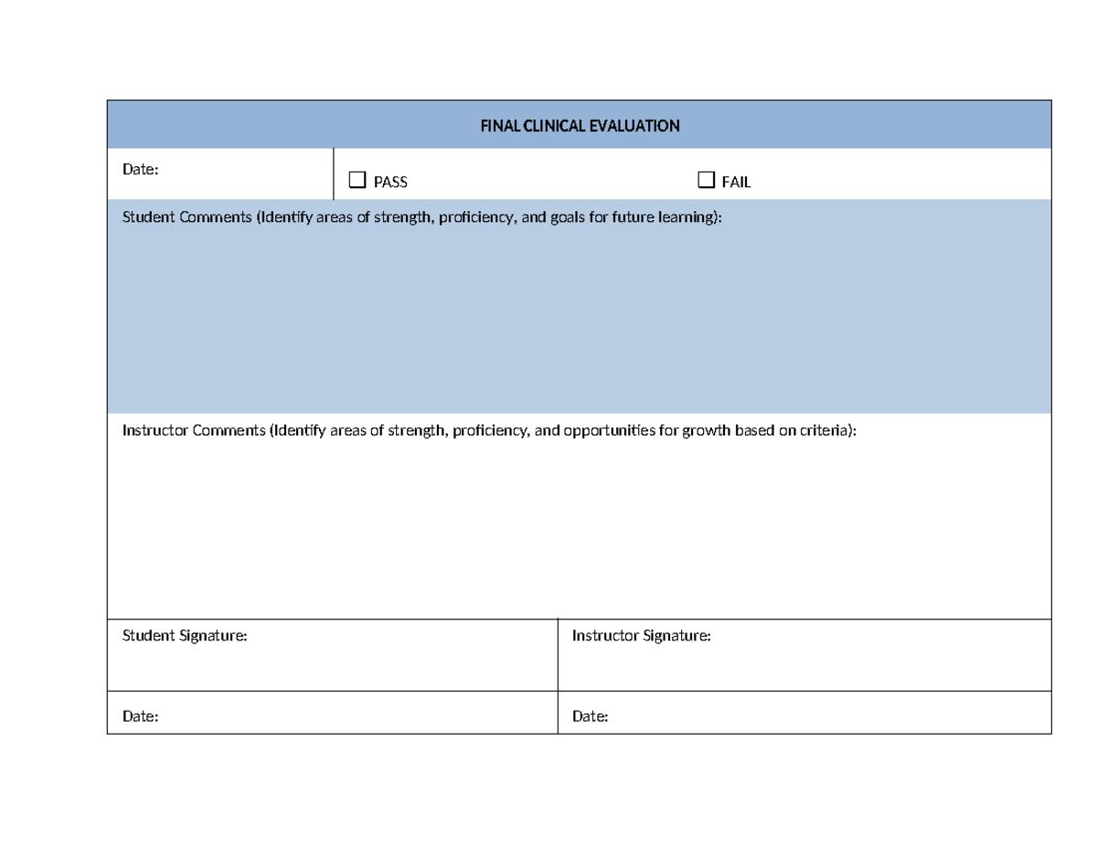 Final Evaluation Doc - ... - NUR 225 - FINAL CLINICAL EVALUATION Date ...