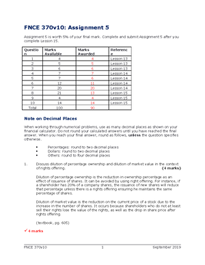 Assignment 3 - assign 3 - FNCE 370v10: Assignment 3 Assignment 3 is ...