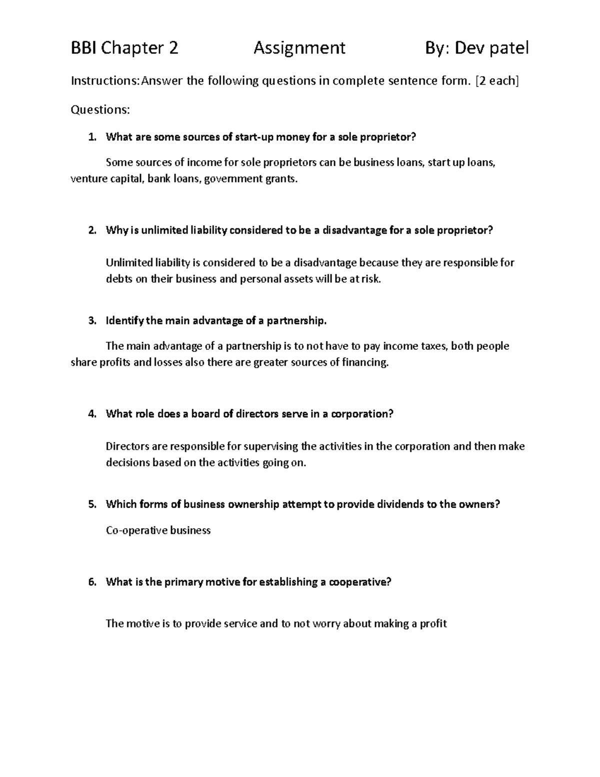 Chapter 2 Assignment Grade 10 Accounting Test Answers BBI Chapter 2