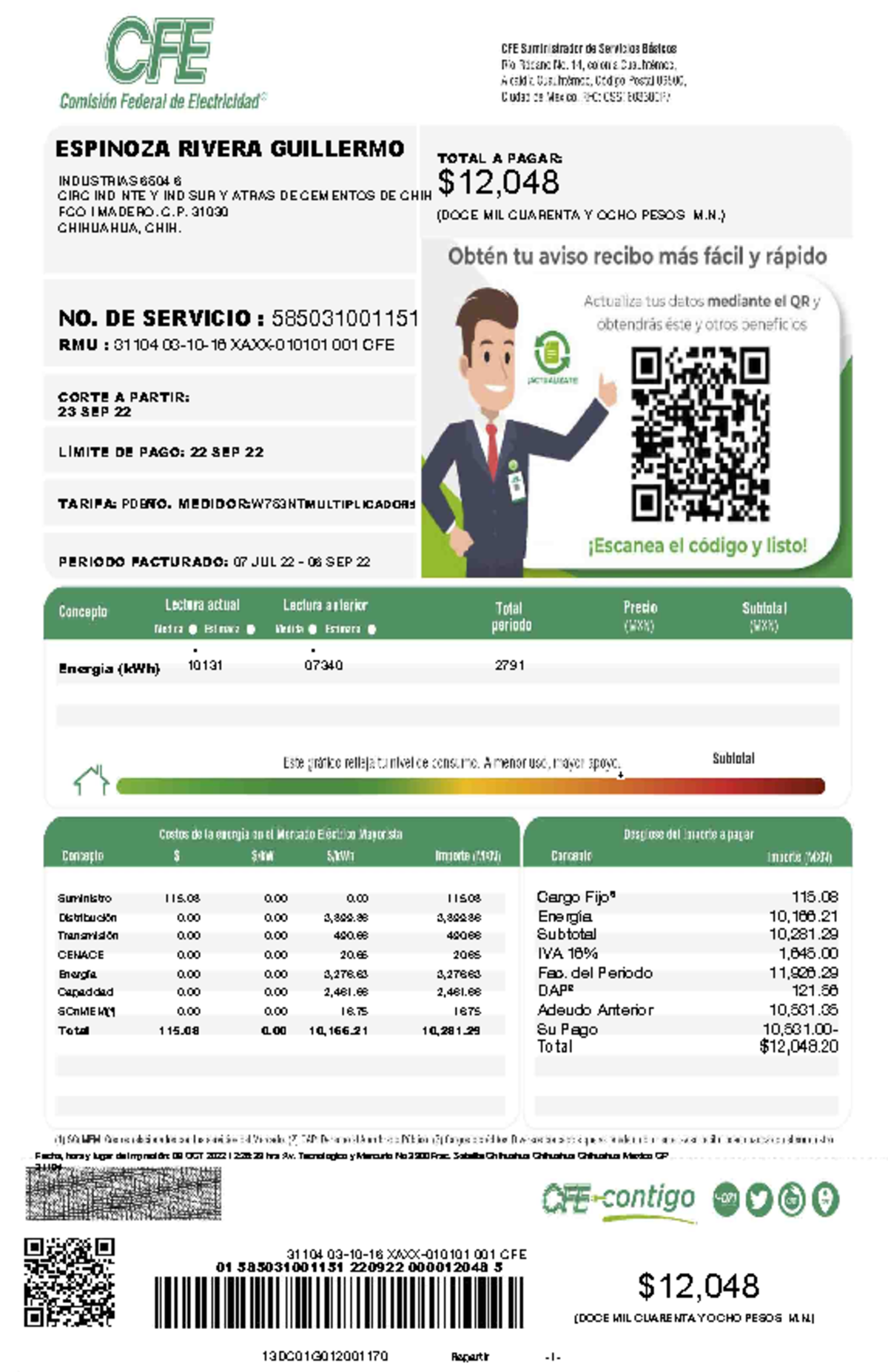 585031001151 - Direccions - TOTAL A PAGAR: $12, (DOCE MIL CUARENTA Y ...