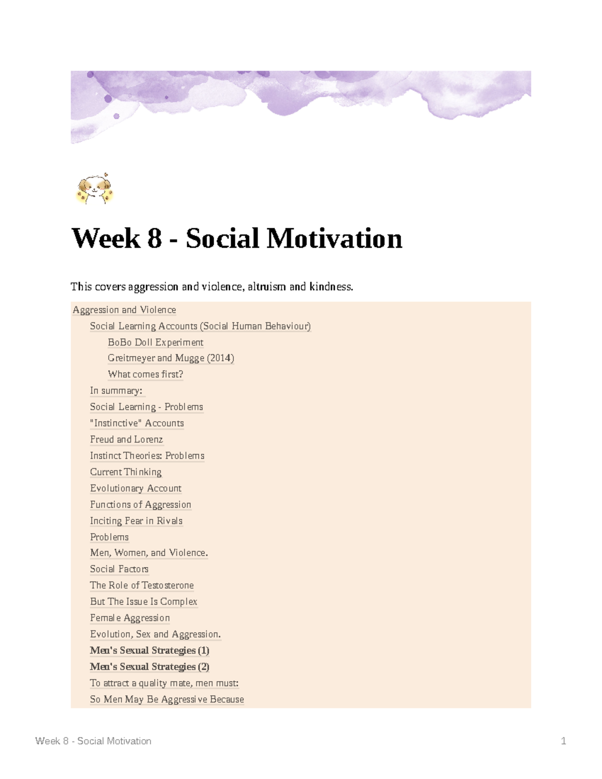 Week 8 - Social Motivation - Week 8 - Social Motivation This covers ...