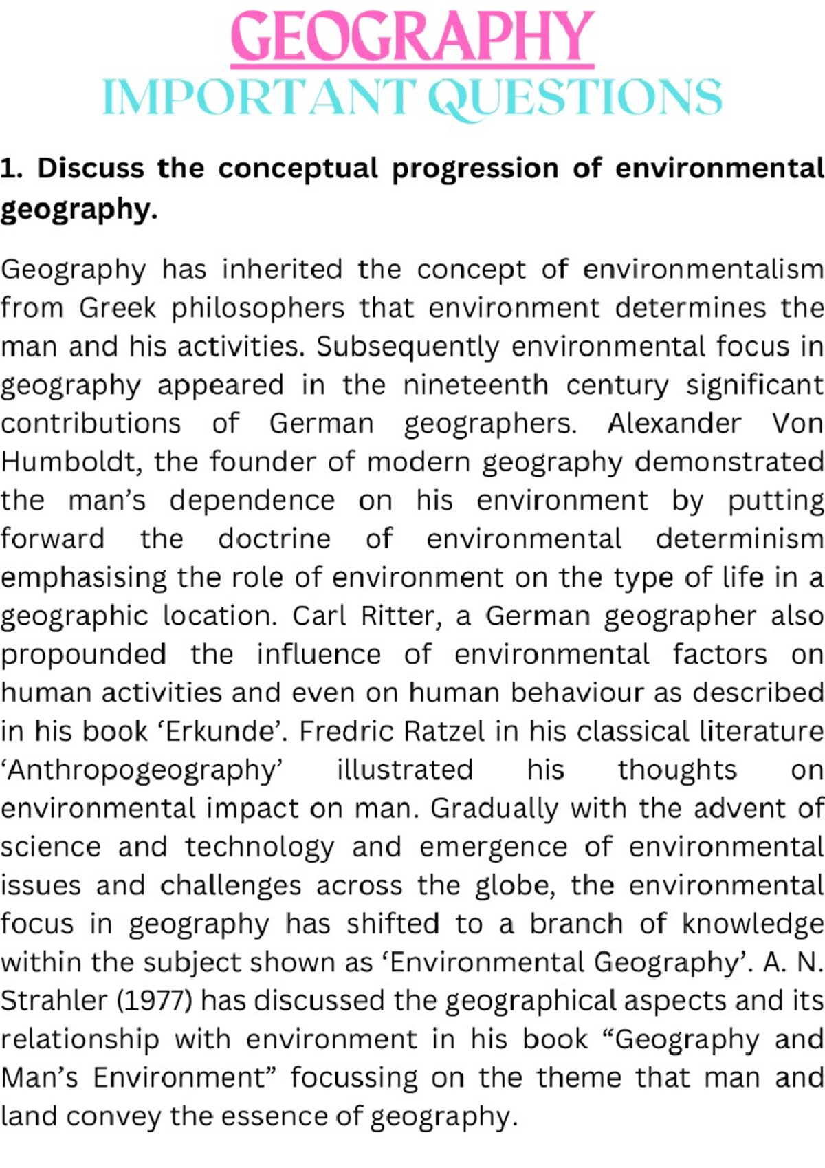 Geography 1 - Physical Geography - Studocu