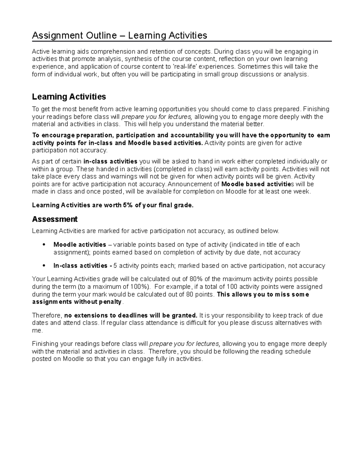 2018 W BIOL1500 Learning Activities Outline - BIOL 1500 - Yorku - Studocu