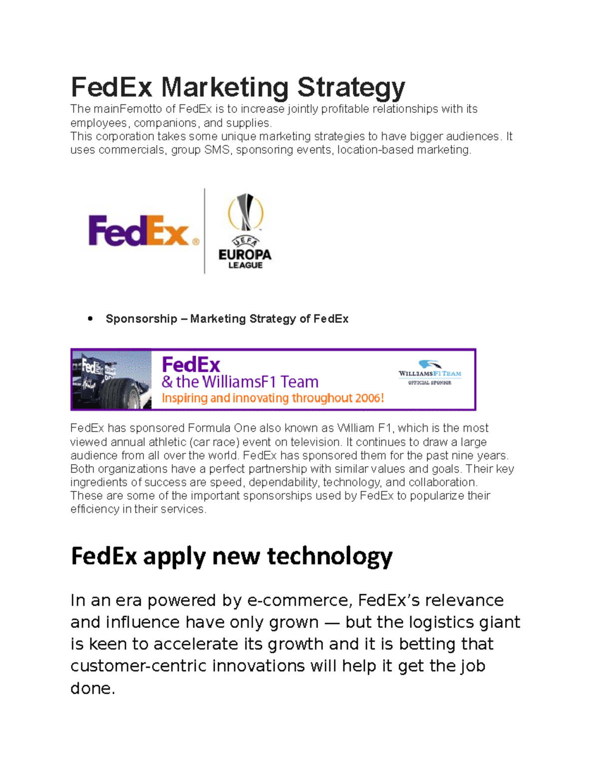 Fed Ex - information about company - FedEx Marketing Strategy The ...