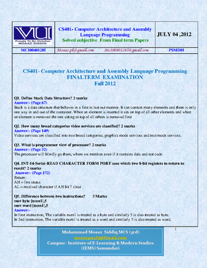 CS101 Latest MCQs Covering lecture 1-40 - vuzs groups.google/group.vuzs ...