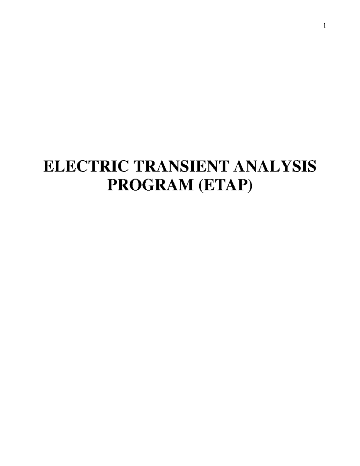 Appendix A - etap tutorials - ver 186 - ELECTRIC TRANSIENT ANALYSIS ...