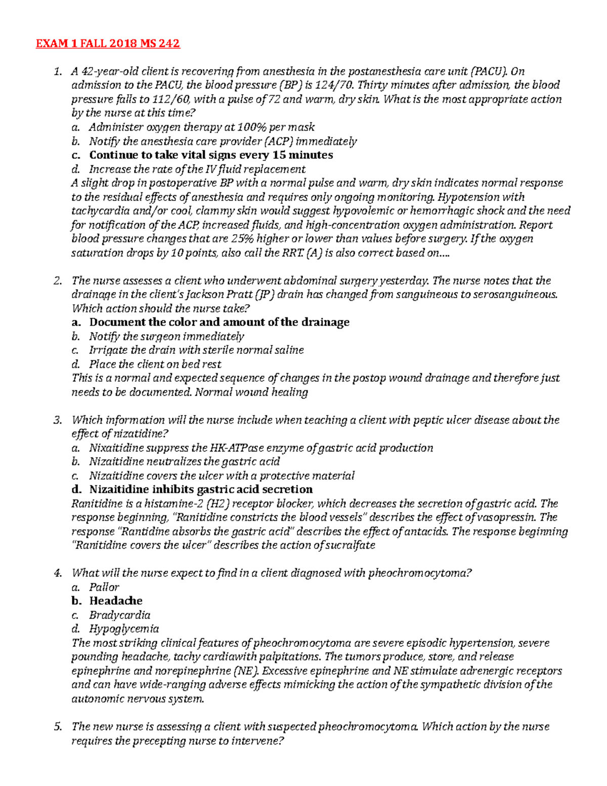 MS3 Exam 1 - Notes - EXAM 1 FALL 2018 MS 242 A 42-year-old client is ...