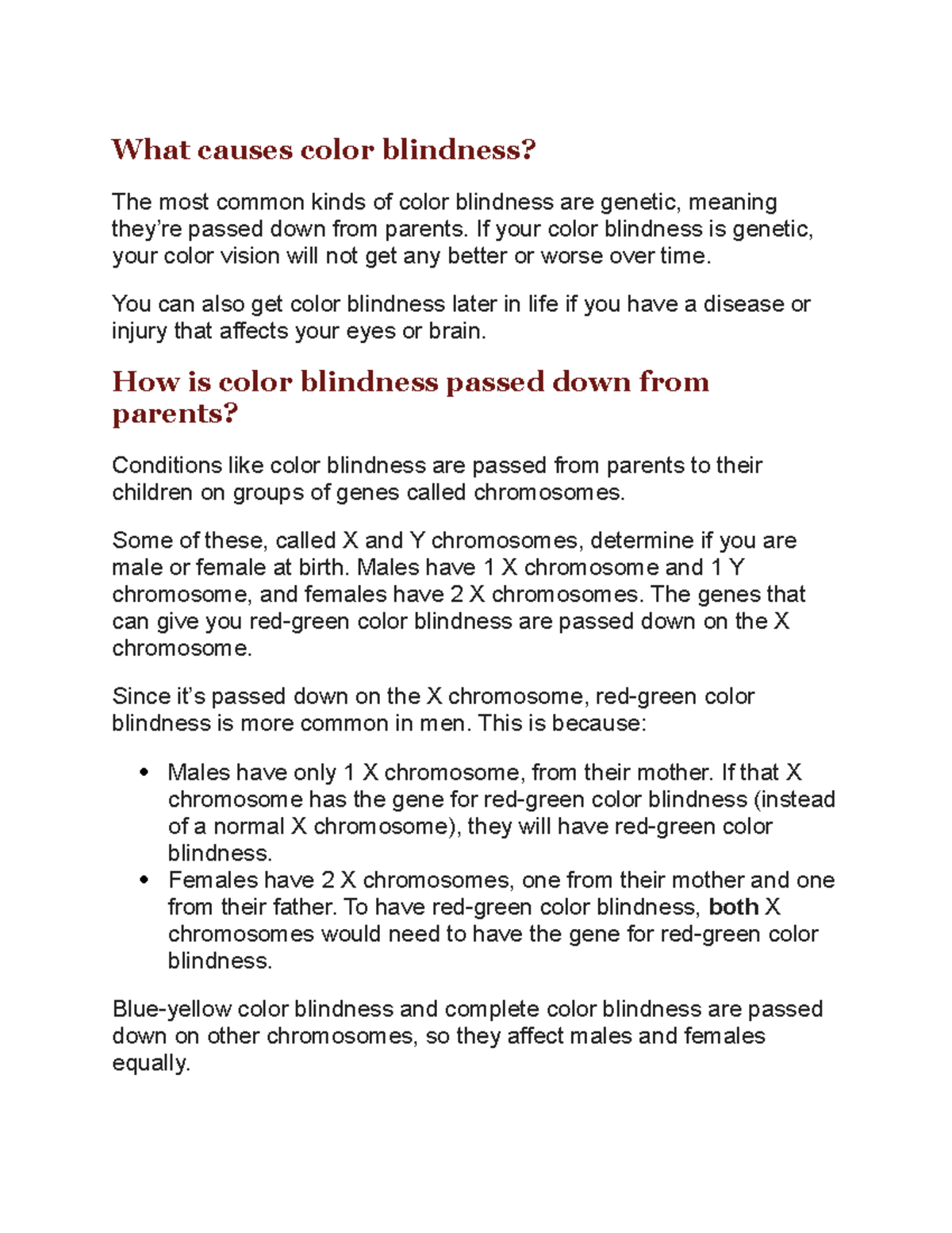 What causes color blindness - If your color blindness is genetic, your ...
