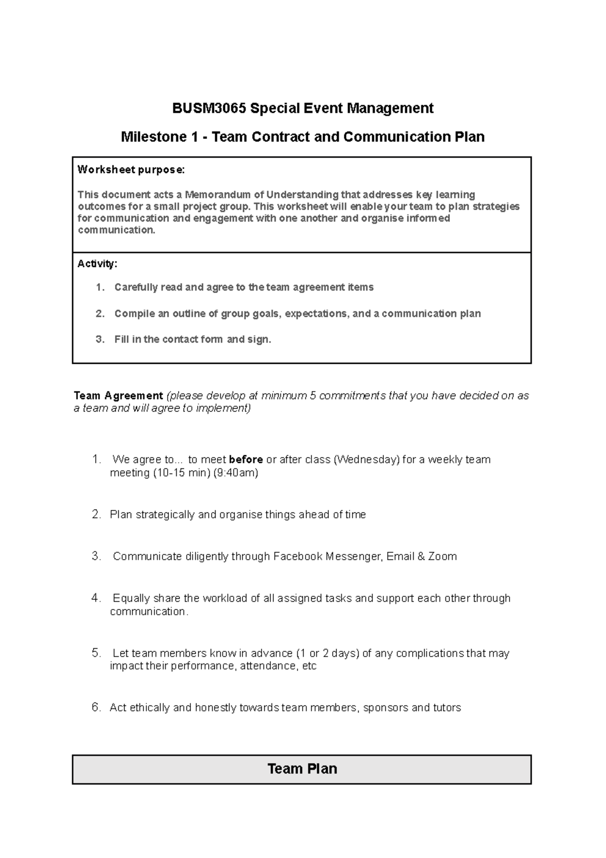 SEM Team Contract - fjff - BUSM3065 Special Event Management Milestone ...