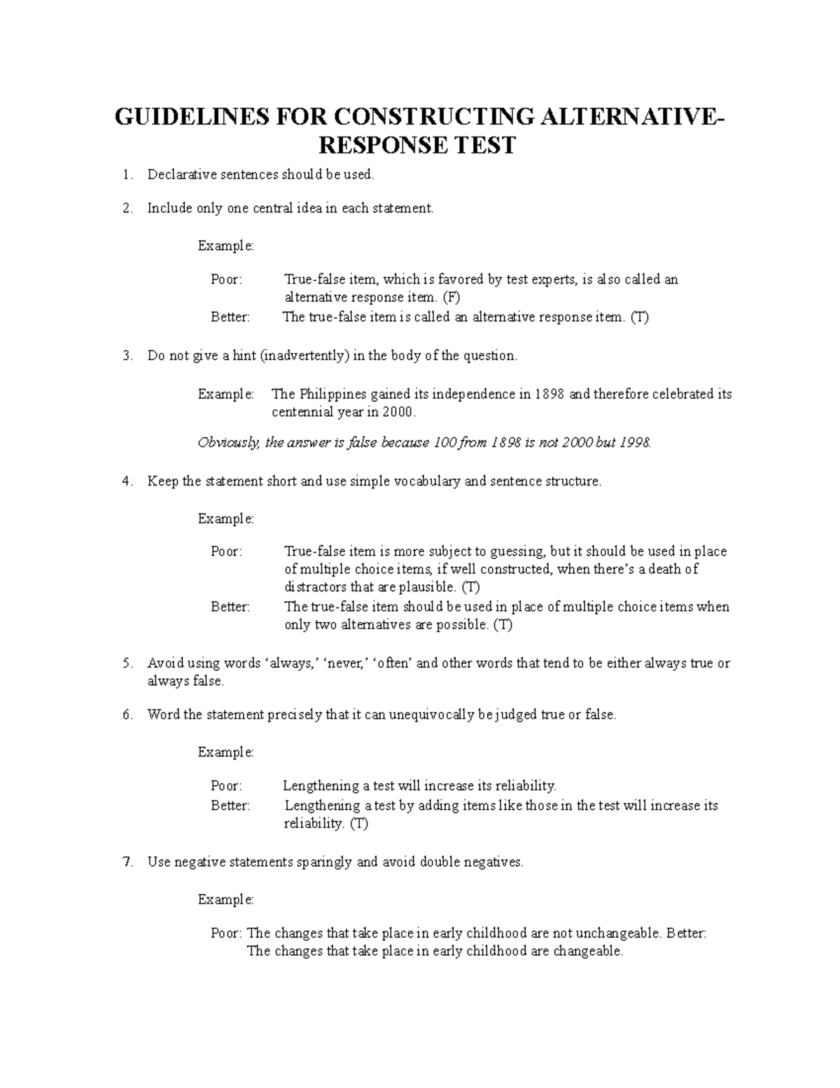 Guidelines In Creating Paper And Pencil Tests GUIDELINES FOR CONSTRUCTING ALTERNATIVE guidelines-in-creating-paper-and-pencil-tests-guidelines-for-constructing-alternative