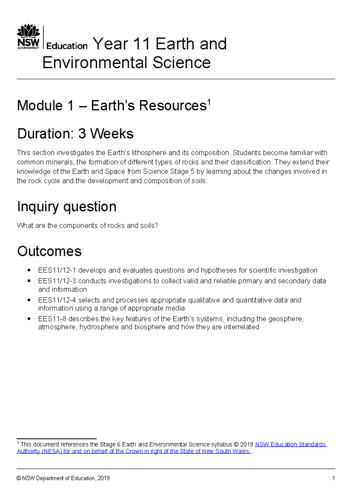 Module 1 Rocks - helpful - Year 11 Earth and Environmental Science ...