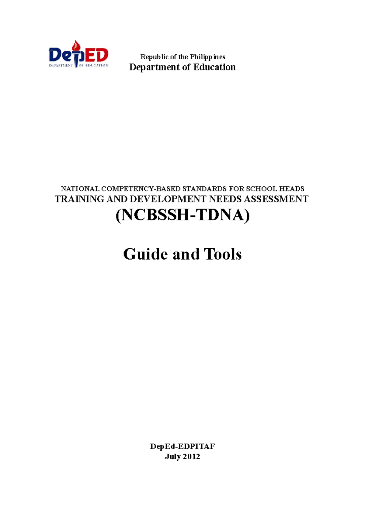 Ncbssh-TDNA Guide and Tools December 2012 - Republic of the Philippines ...