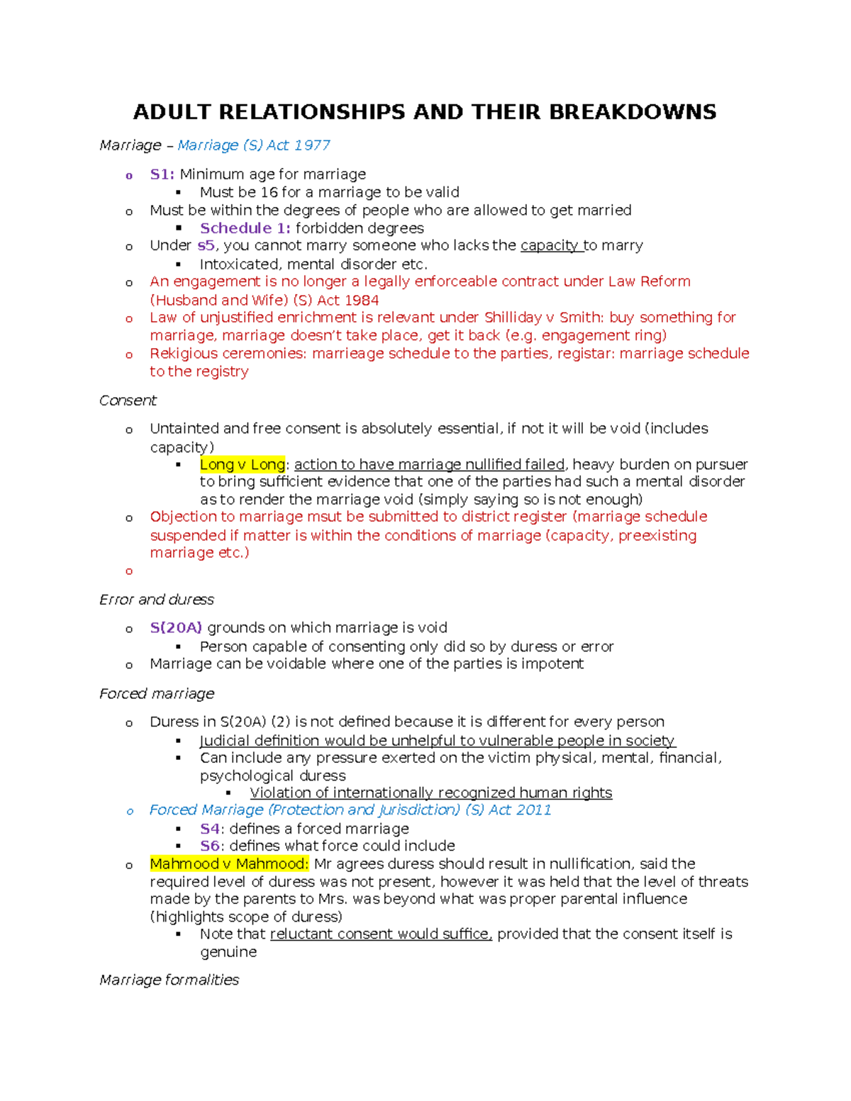 Adult Relationships AND Their Breakdowns - ADULT RELATIONSHIPS AND THEIR BREAKDOWNS Marriage ...