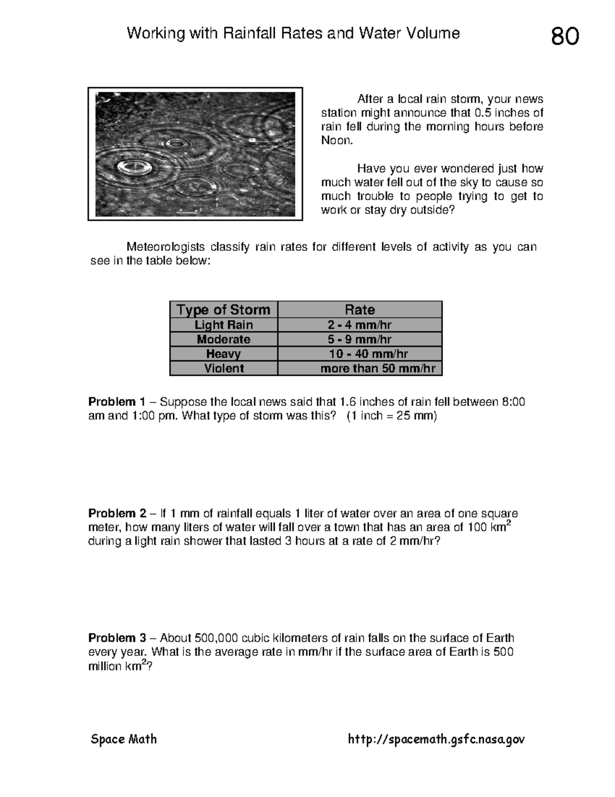 Rainfall Rates Water Volume - 80 Working with Rainfall Rates and Water ...
