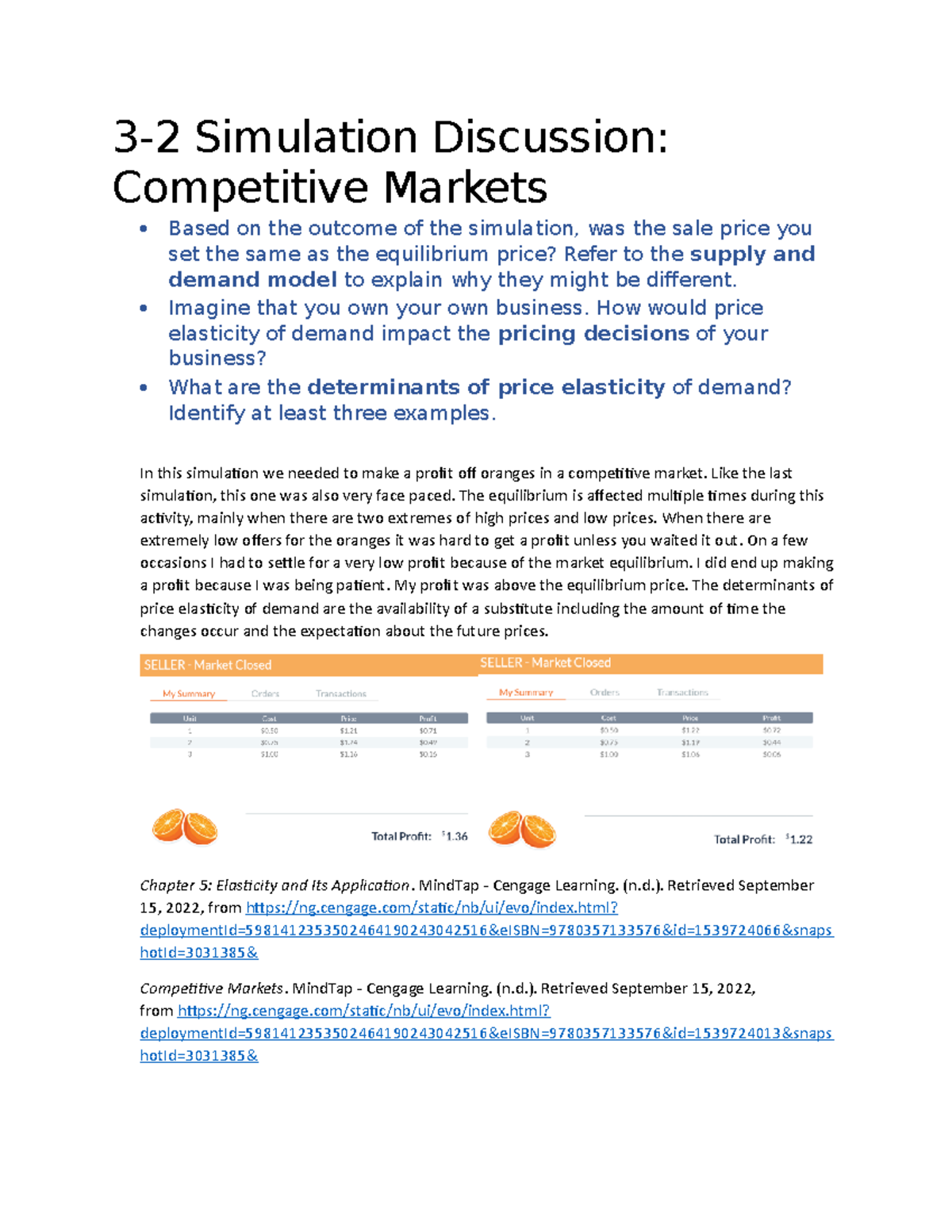 3-2 Competetive Markets - Copy - 3-2 Simulation Discussion: Competitive ...