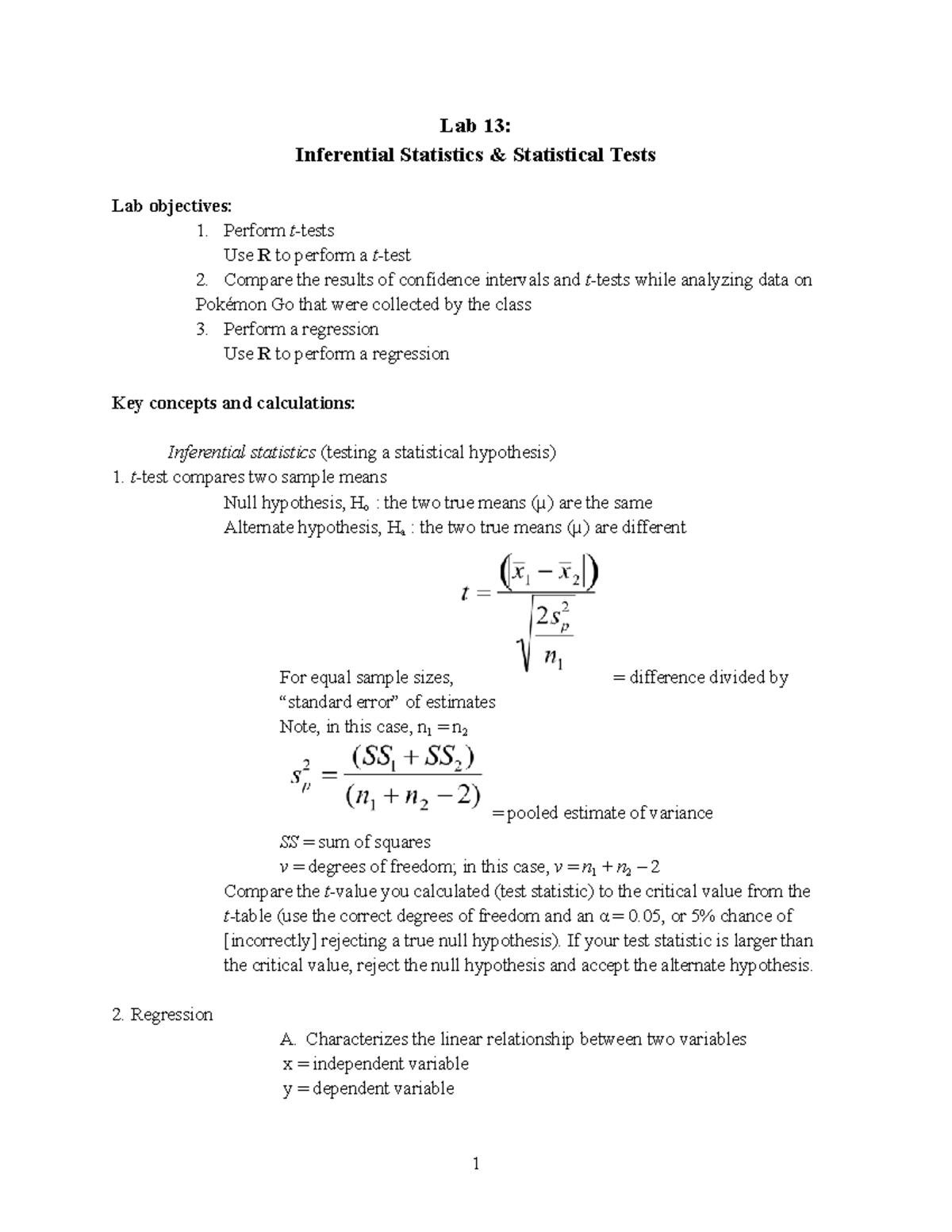 Copy of Lab13 Statistical Tests - Lab 13: Inferential Statistics ...