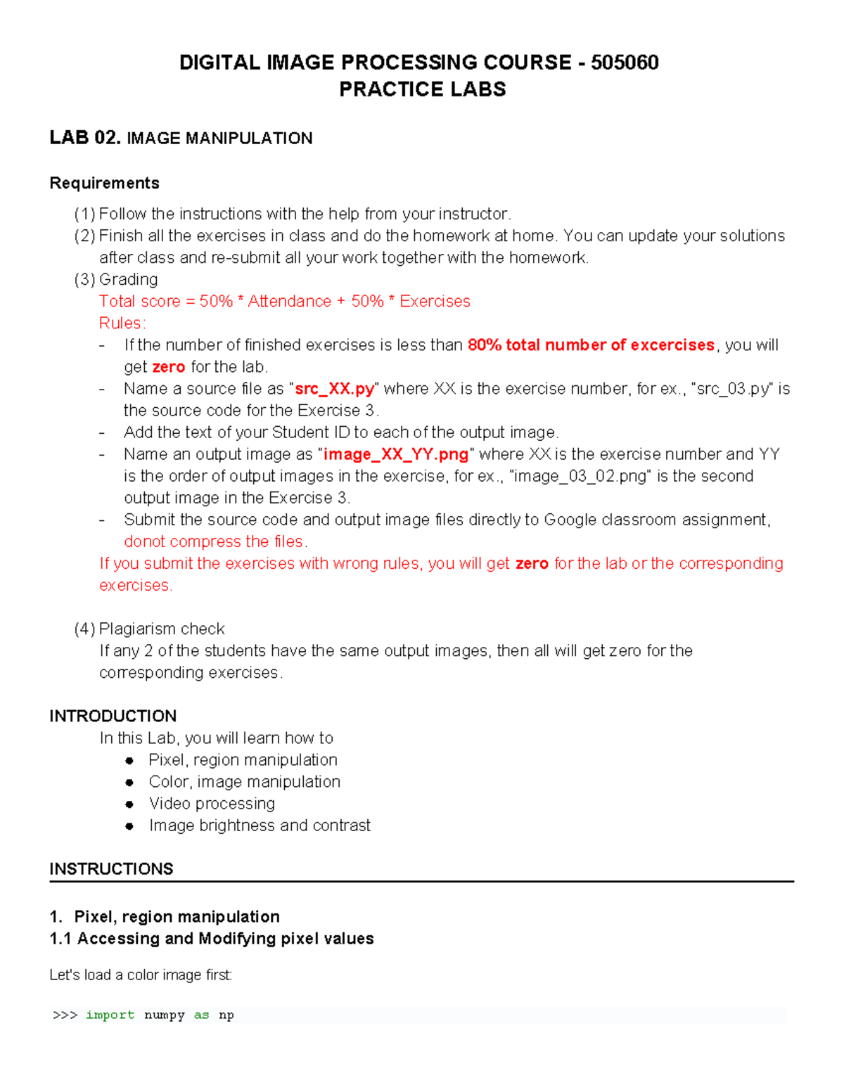 LAB 02 - Digital Image Processing Practice - DIGITAL IMAGE PROCESSING ...