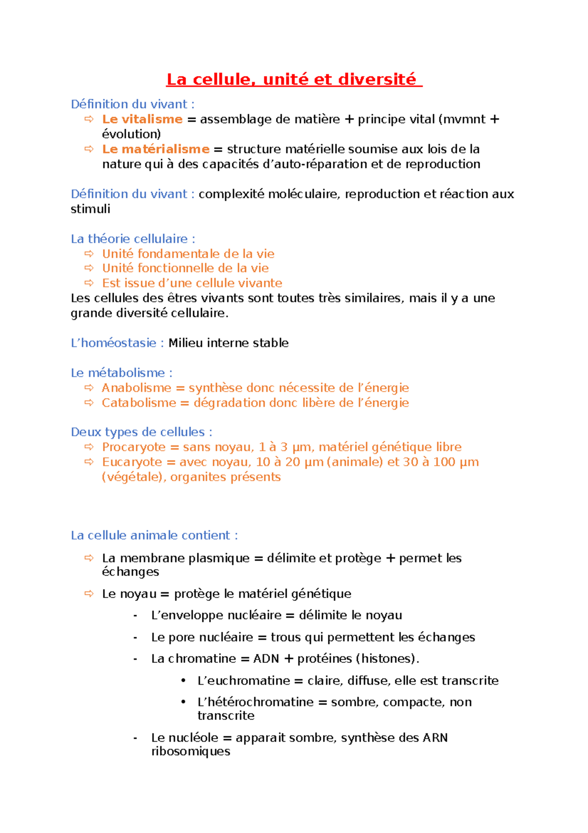 1.La cellule - La cellule, unité et diversité Définition du vivant : Le ...