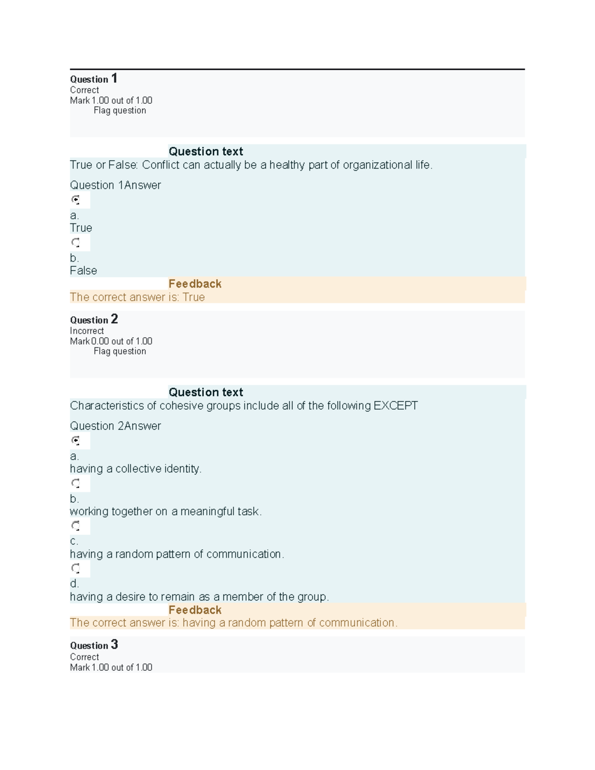 BUS 4402 Unit 5 Self Quiz - Question 1 Correct Mark 1 out of 1. Flag ...