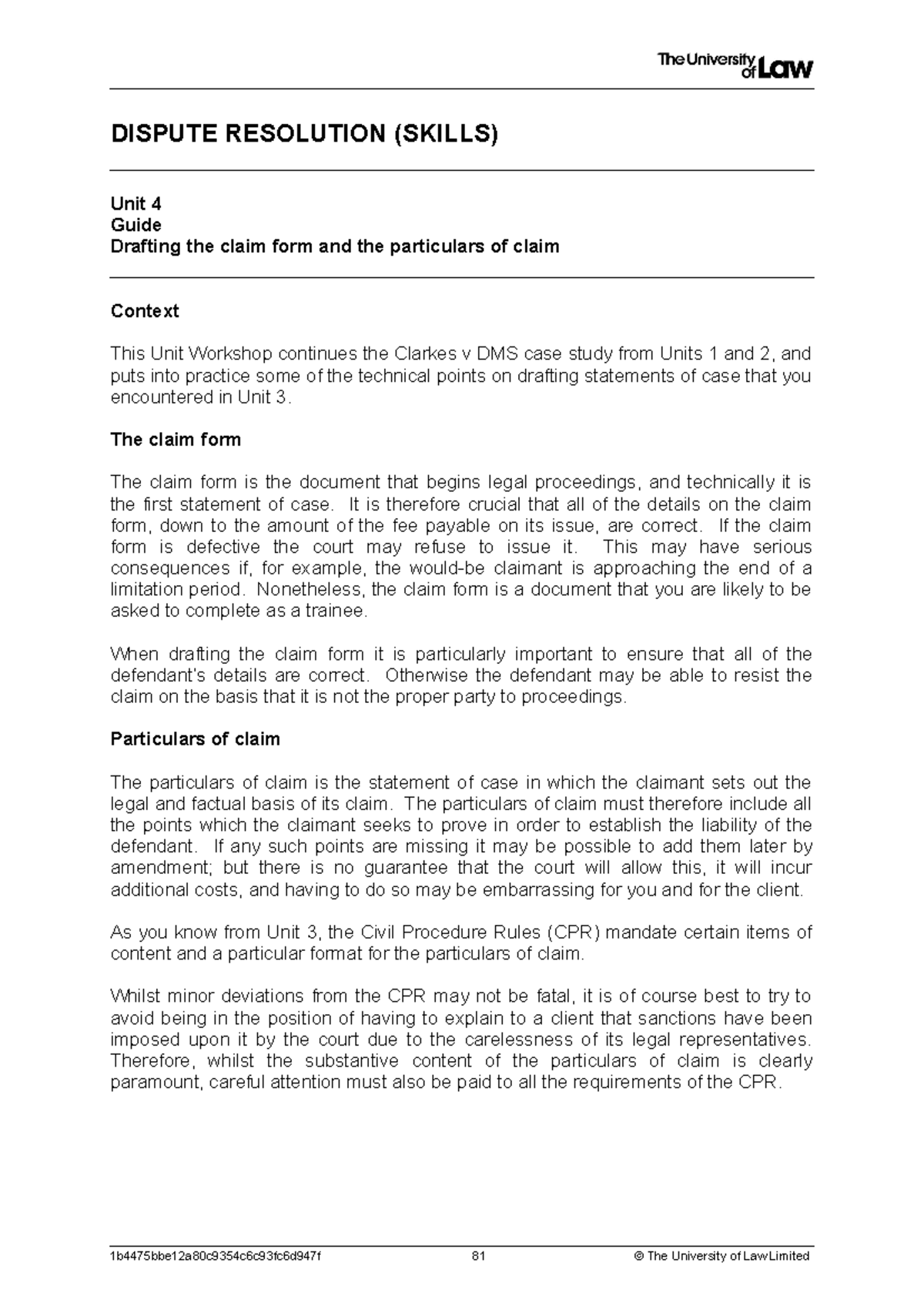 2425 dis ws04 ce01 guide - DISPUTE RESOLUTION (SKILLS) Unit 4 Guide ...