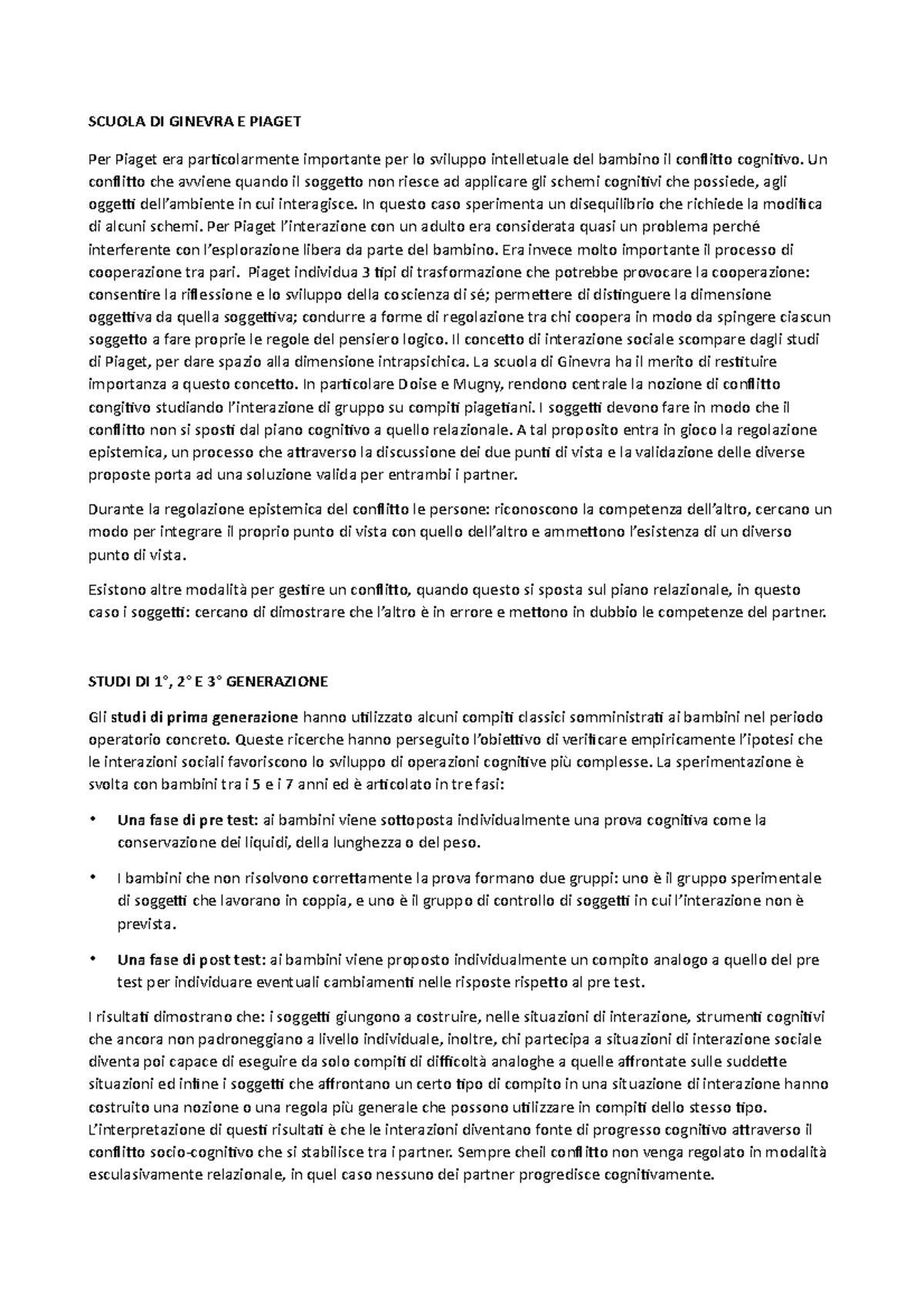 Psico educ - SCUOLA DI GINEVRA E PIAGET Per Piaget era particolarmente ...