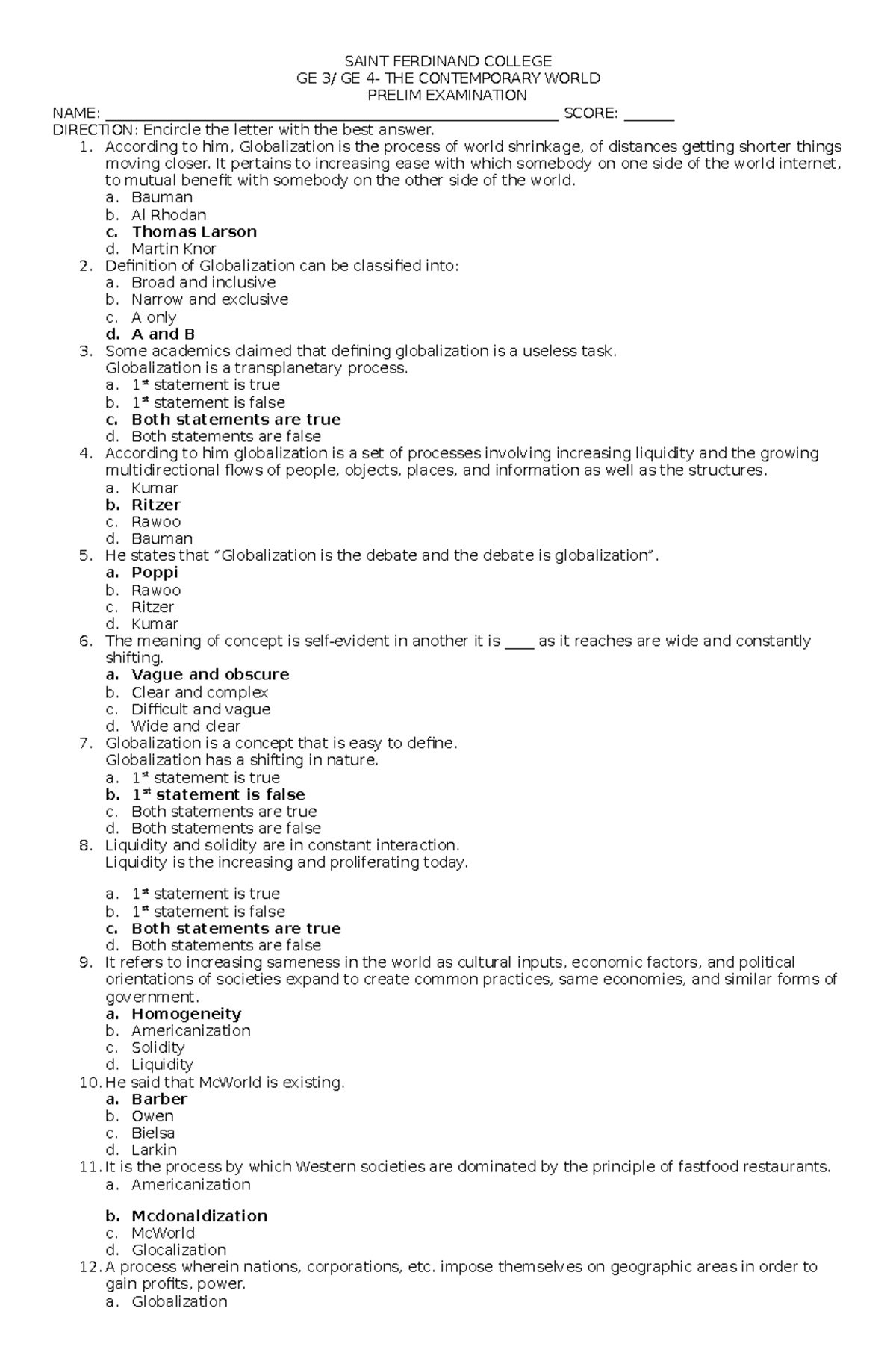 Contemporary - SAINT FERDINAND COLLEGE GE 3/ GE 4- THE CONTEMPORARY ...