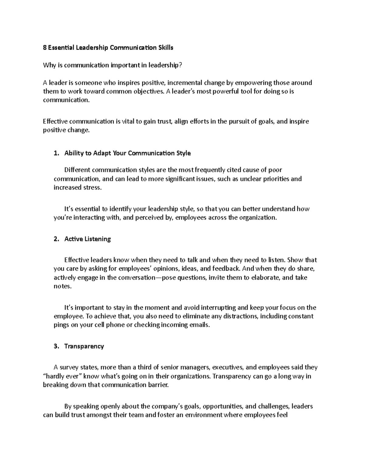 8 Essential Leadership Communication Skills - A leader’s most powerful ...