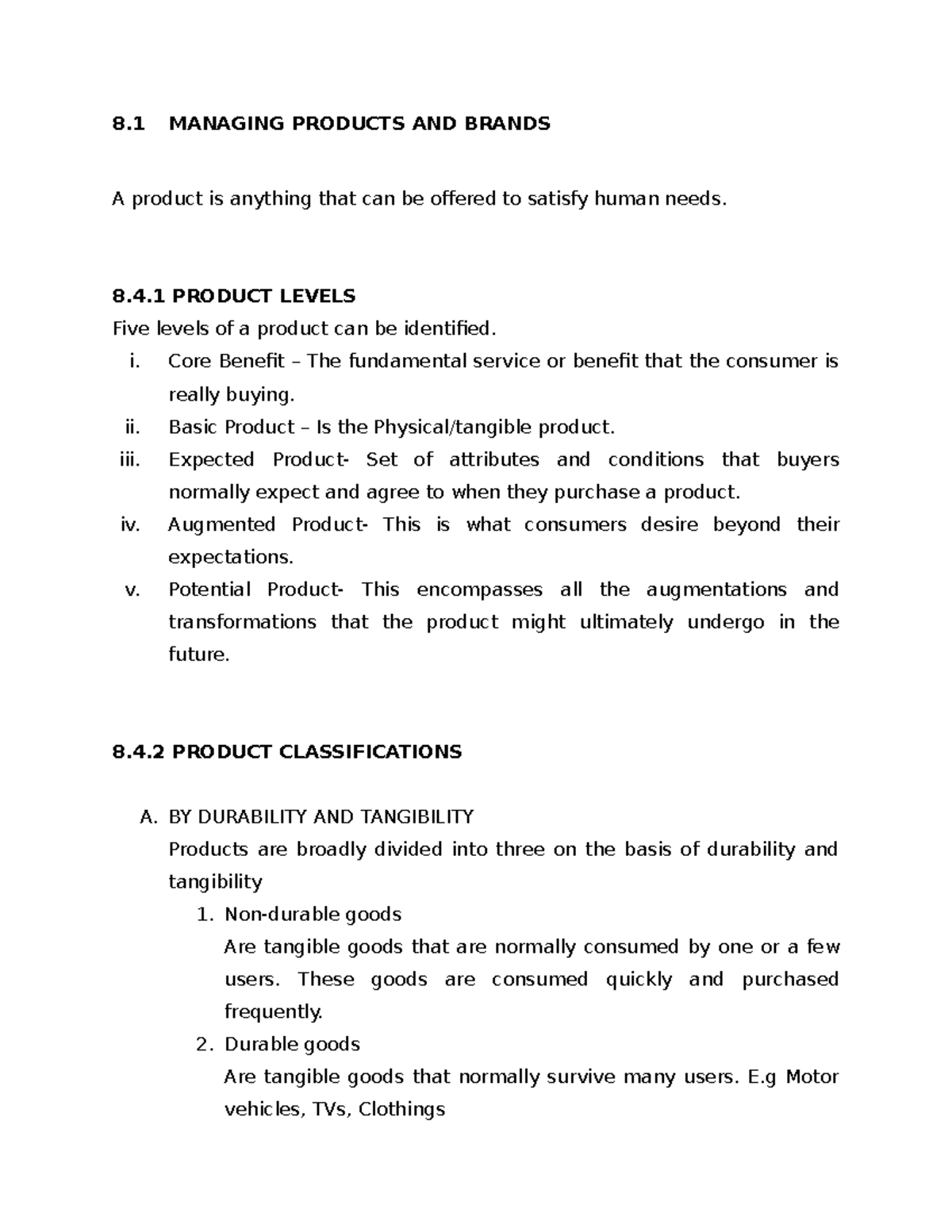 Managing Products AND Brands - 8 MANAGING PRODUCTS AND BRANDS A product ...