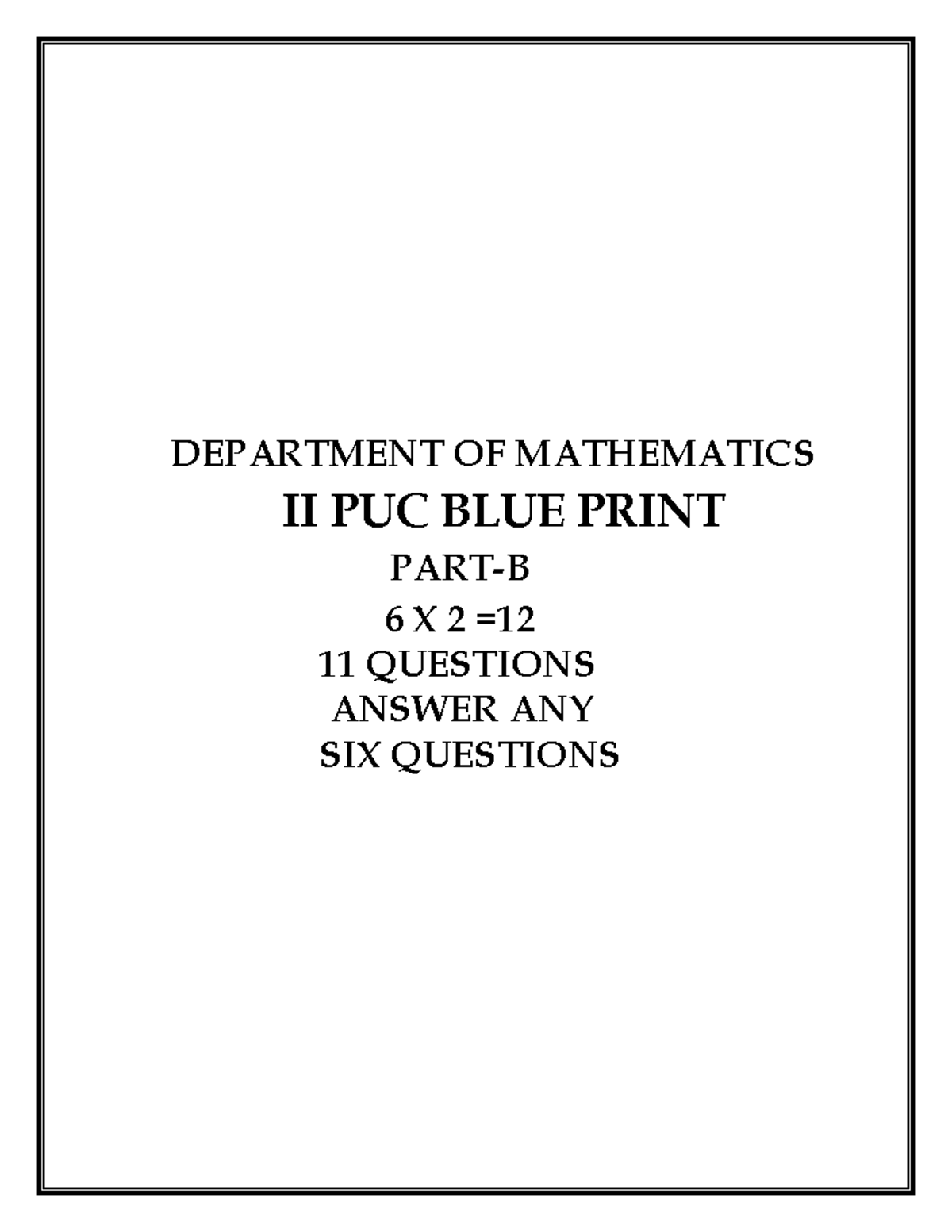 II PU Part-B Questions 2023-24 - DEPARTMENT OF MATHEMATICS II PUC BLUE ...