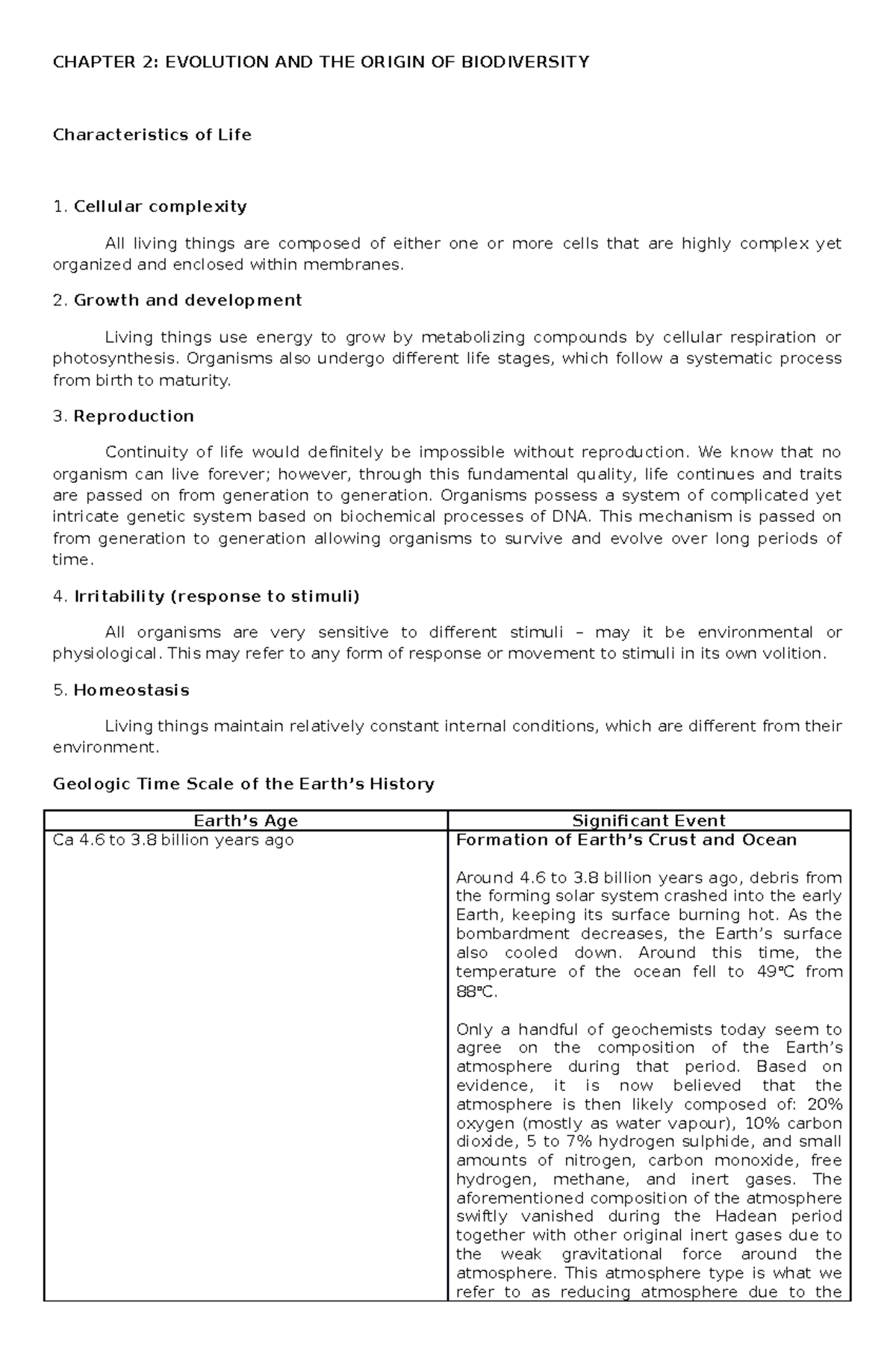 Evolution Handout - Lecture notes 1 - CHAPTER 2: EVOLUTION AND THE ...