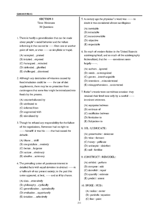 GRE Sample Paper 3 - heheh - SECTION 1 Time – 30 minutes 30 Questions 2 ...