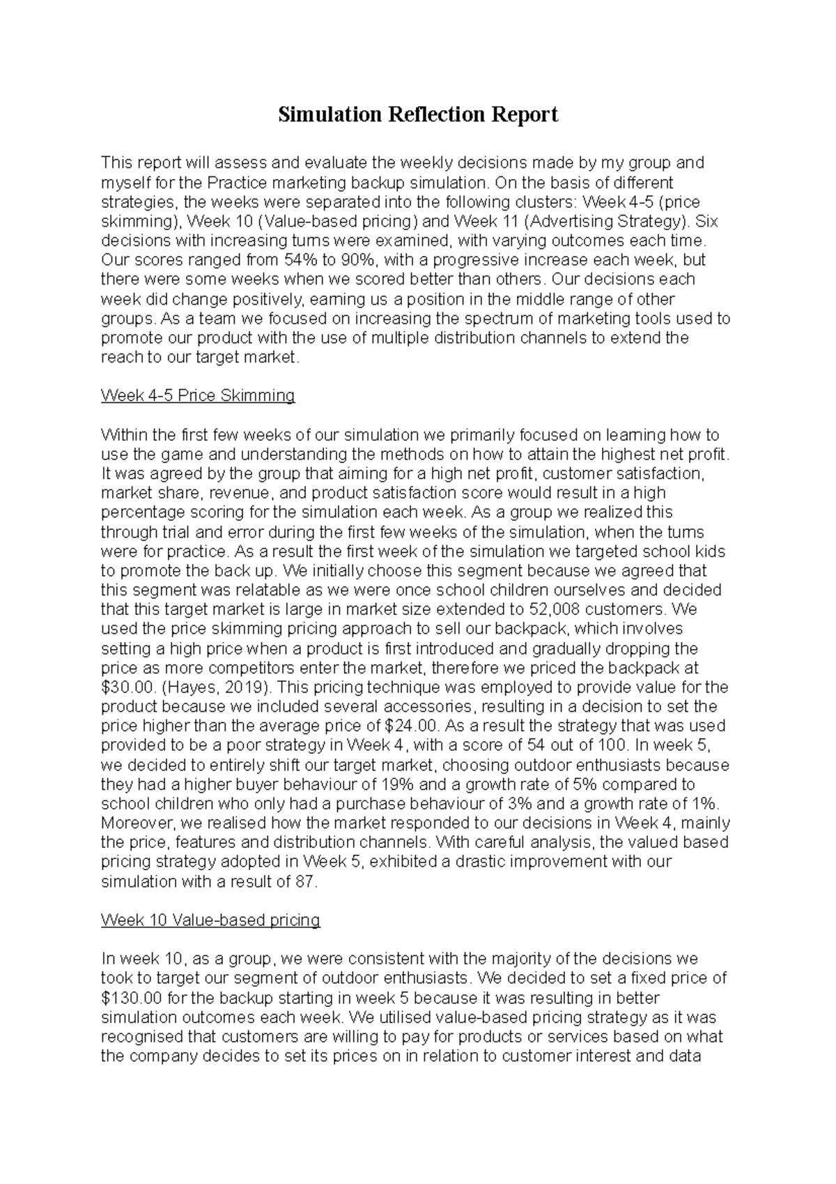 Simulation Reflection Report - SMM - Simulation Reflection Report This ...