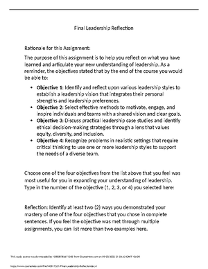 Leadership Preference Reflection- Rough Draft kyondra wren 1 - Kyondra ...
