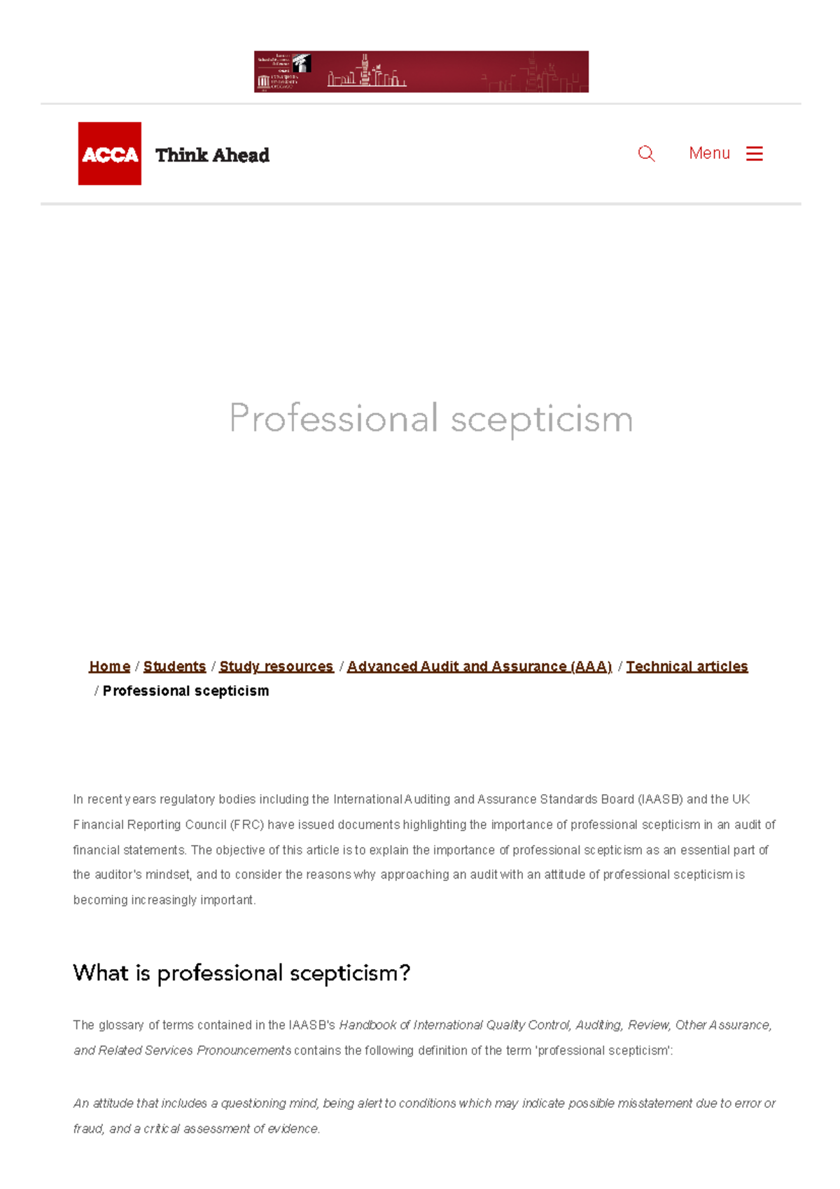 Professional skepticism - The objective of this article is to explain ...