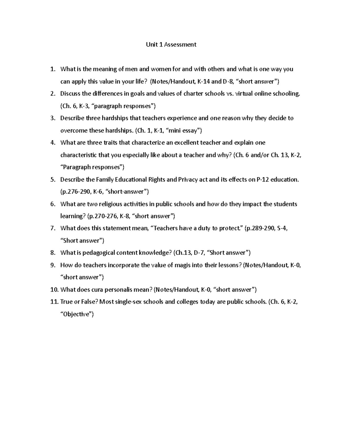 Unit 1 Assessment - Unit 1 self assesment - Unit 1 Assessment What is ...