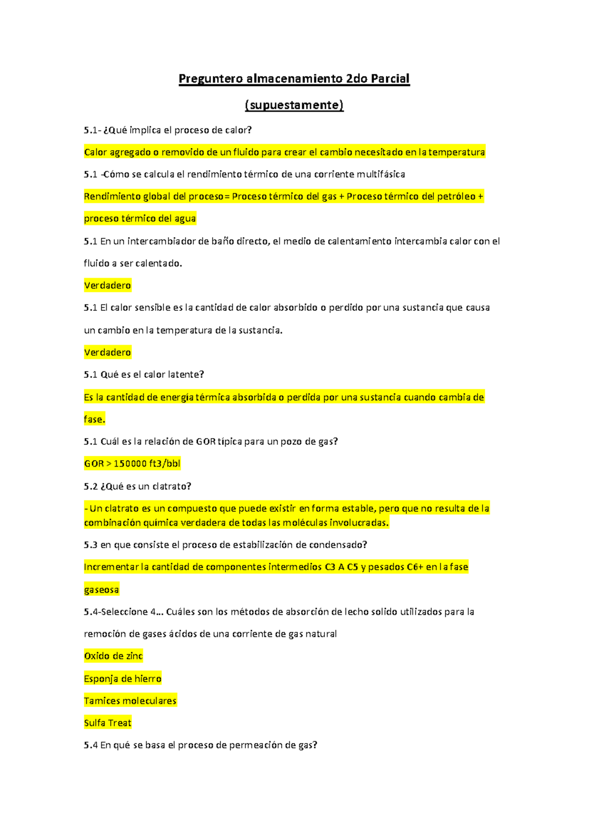 Almacenamiento y transporte preguntero actualizado 2024 - Preguntero almacenamiento 2do Parcial ...